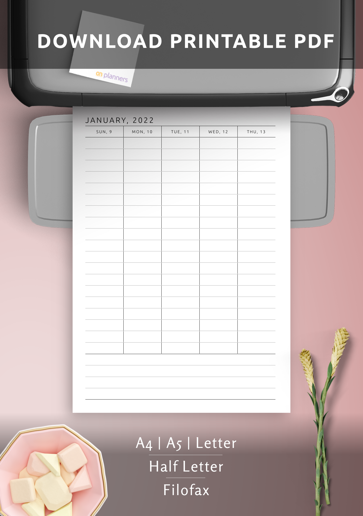 Download Printable Simple Weekly Planner with Notes, To-Do, Goals, Wins ...