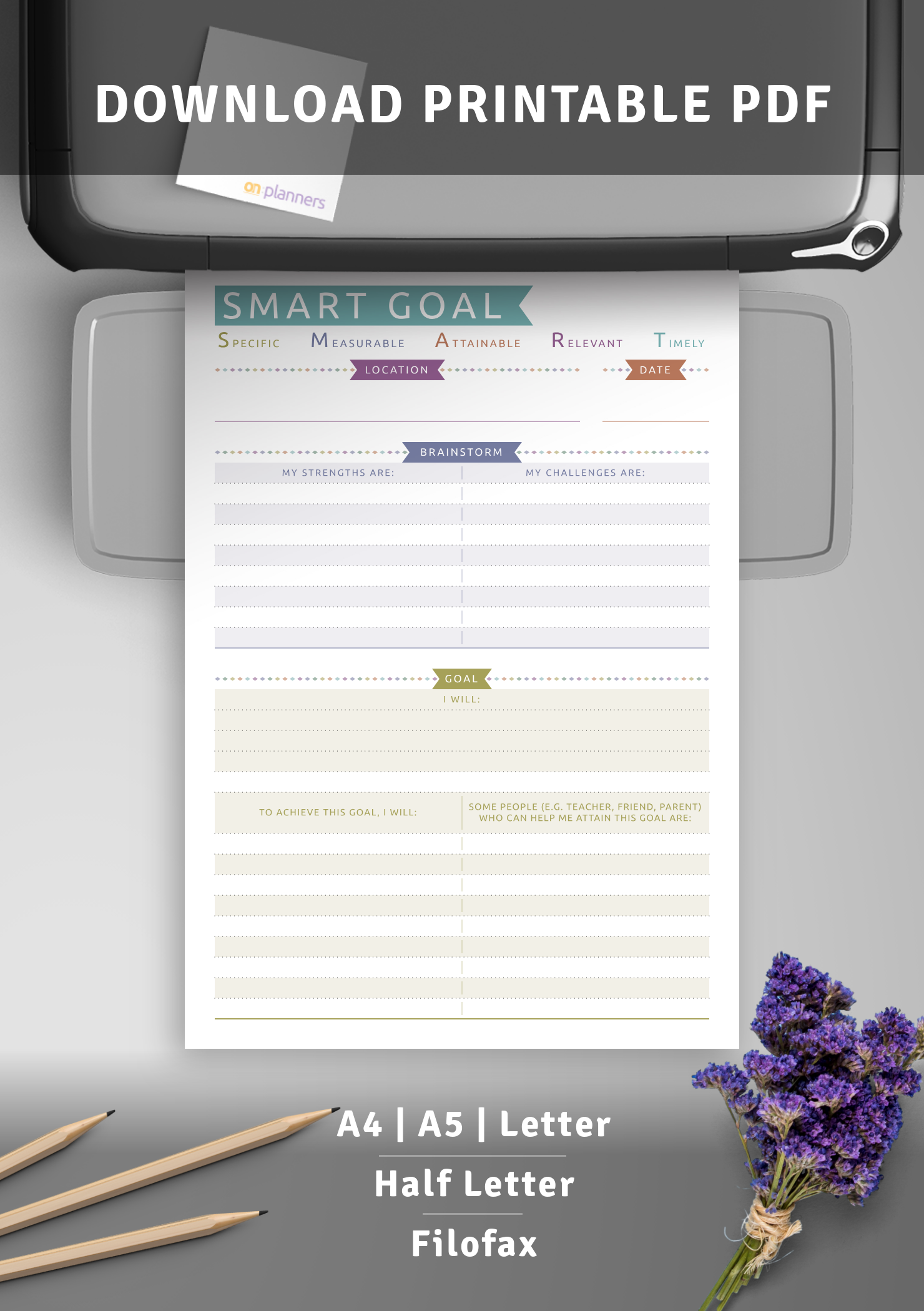 Download Printable SMART Goal Template - Casual Style PDF