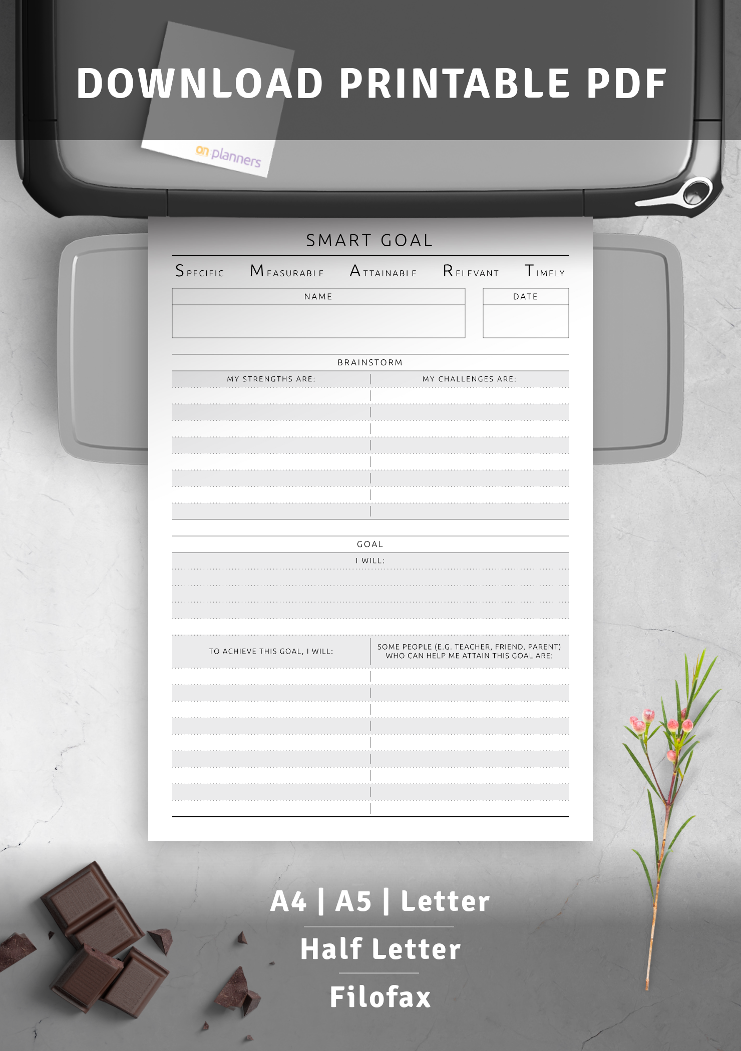Download Printable SMART Goal Template - Original Style PDF