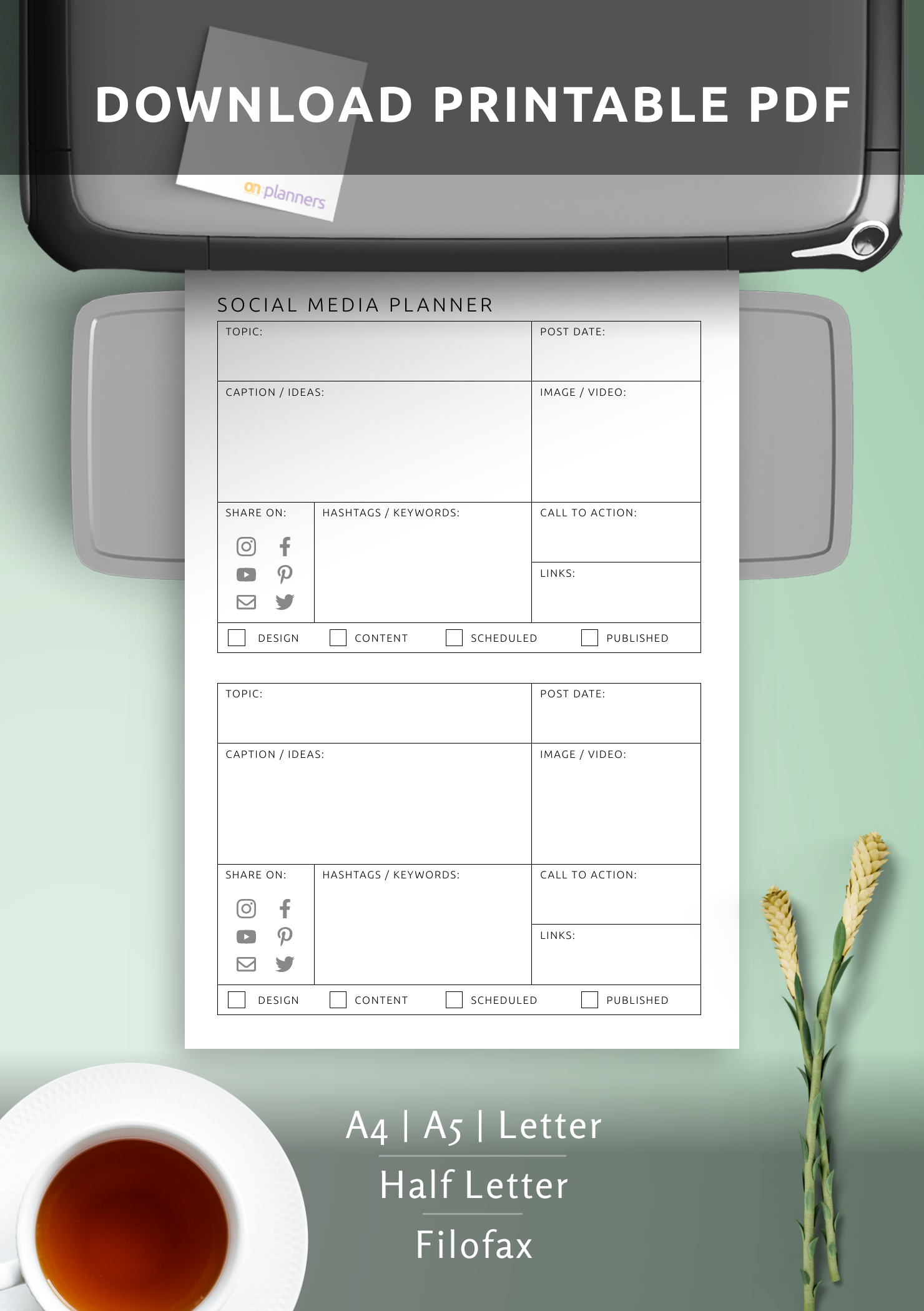 Download Printable Social Media Planner Template PDF
