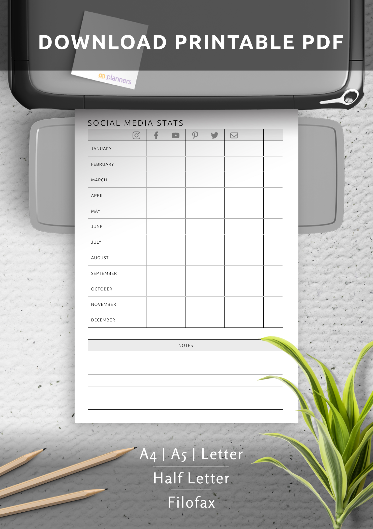 Download Printable Social Media Stats Template PDF