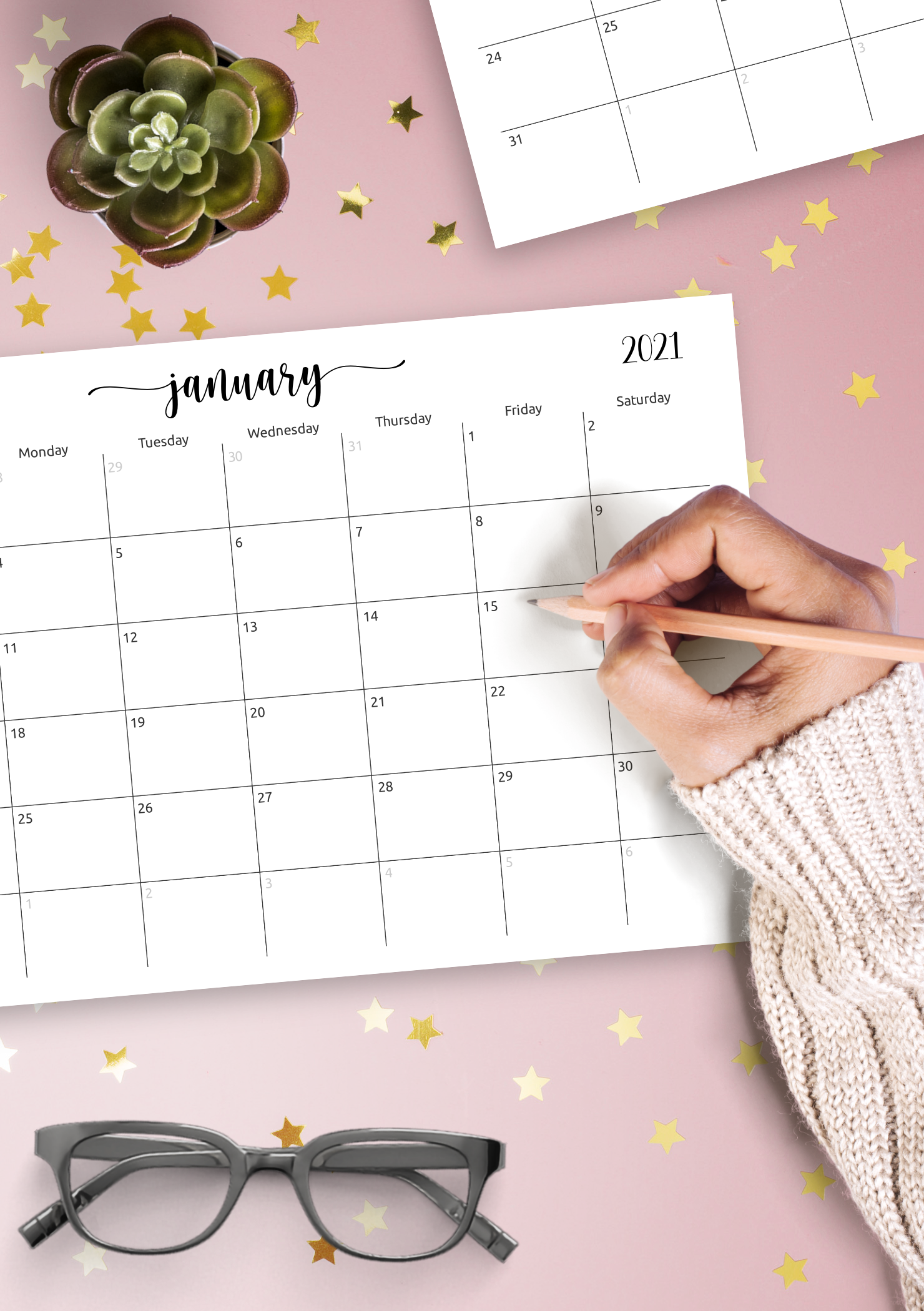 Download Printable Spacious Monthly Calendar Grid PDF