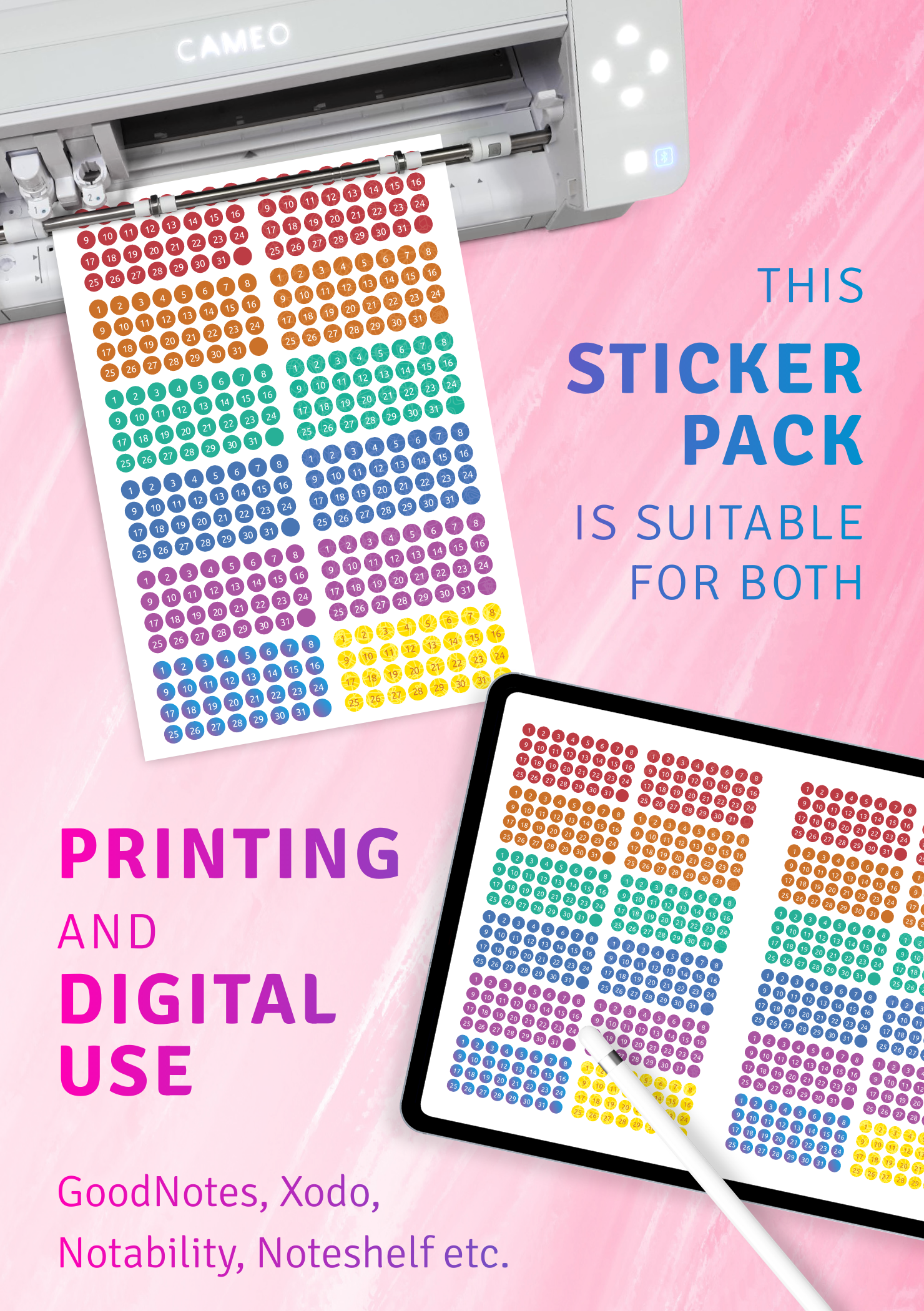 Numbers & Dates Sticker Pack - Download 384 PNG Printable and Digital ...