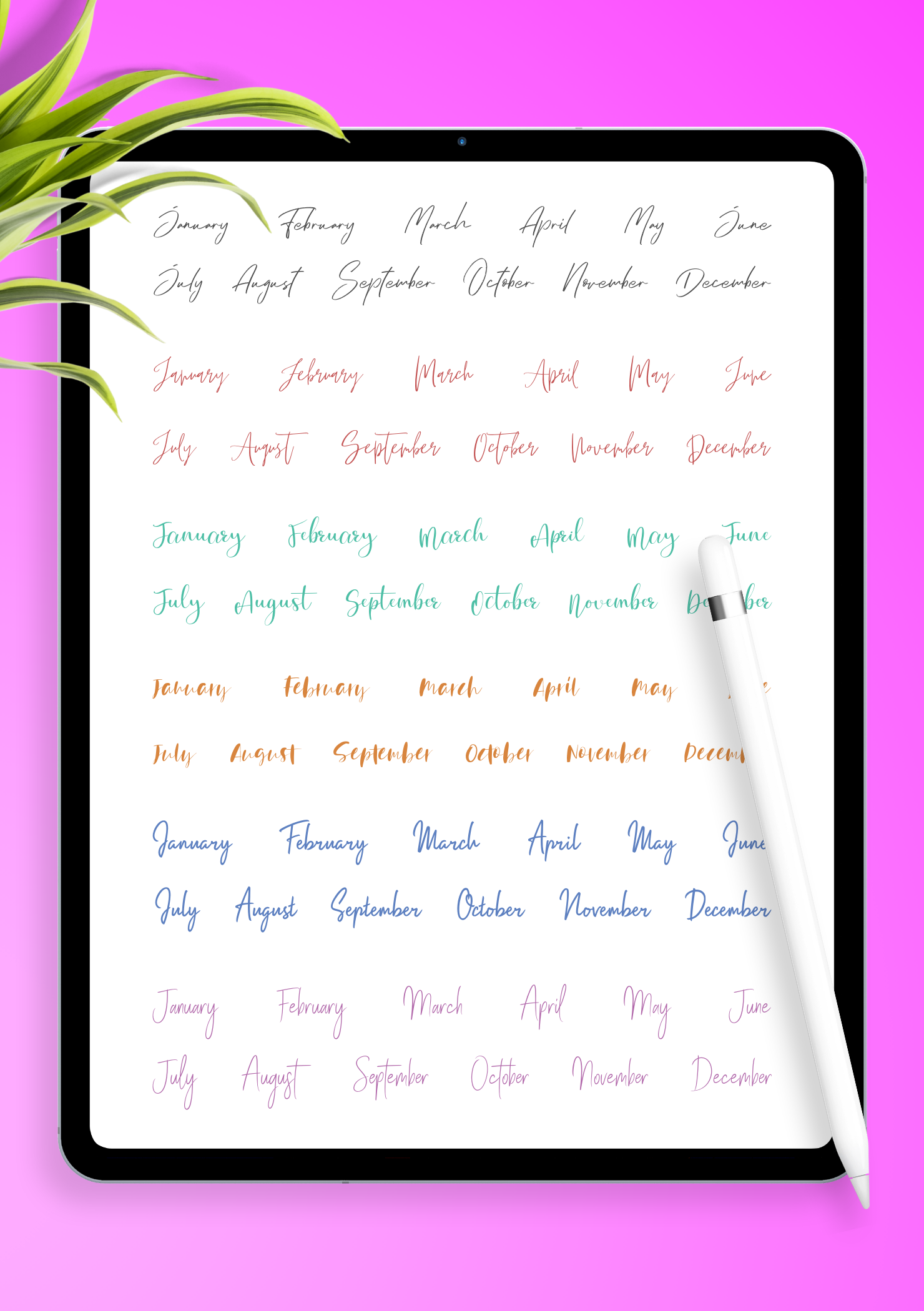 Calligraphy Months Sticker Pack - Download 73 PNG Printable and Digital ...