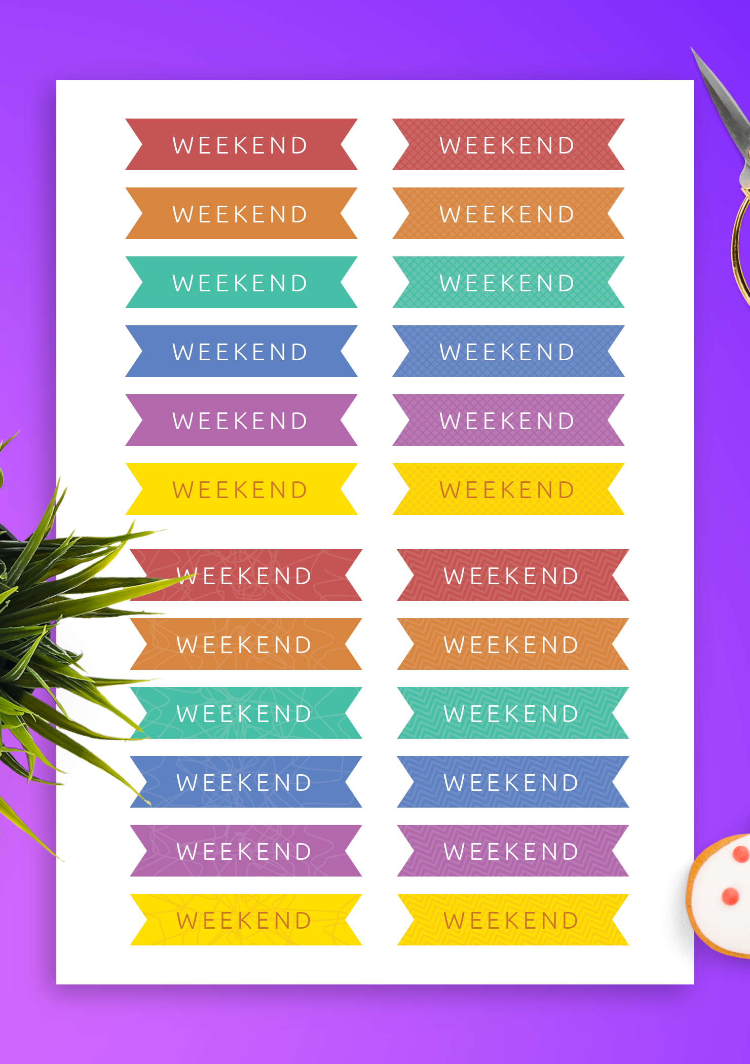 Weekend Label Sticker Pack - Download 25 PNG Printable and Digital Stickers