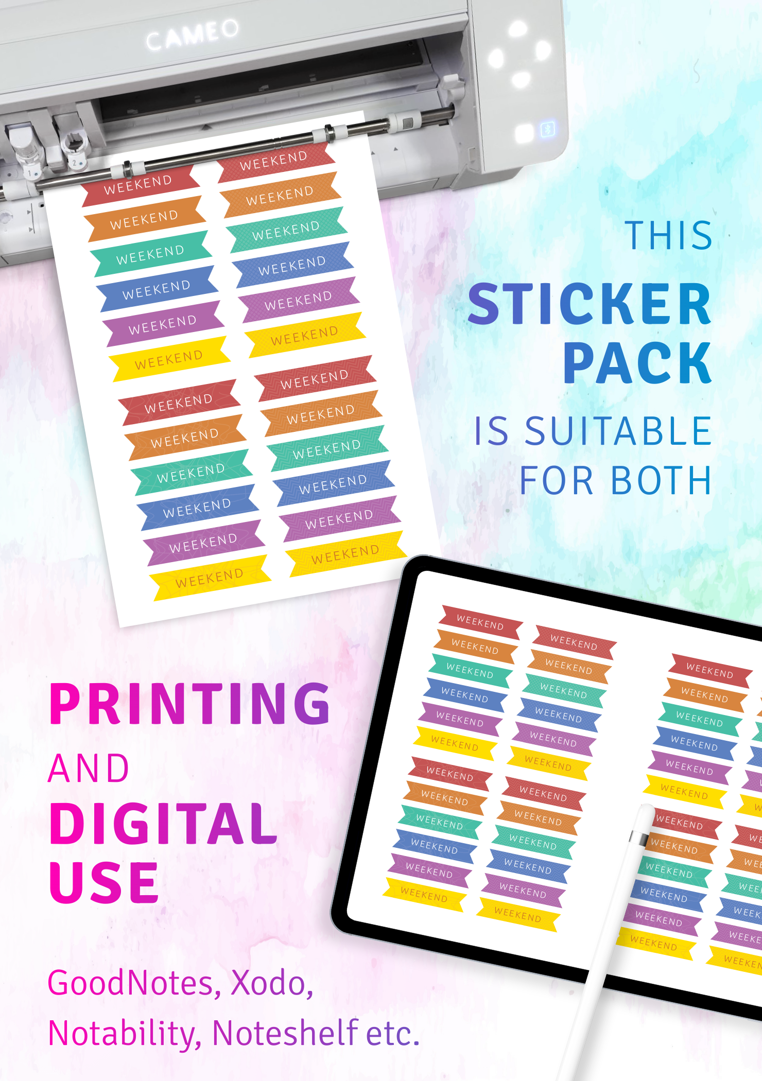 Weekend Label Sticker Pack - Download 25 PNG Printable and Digital Stickers