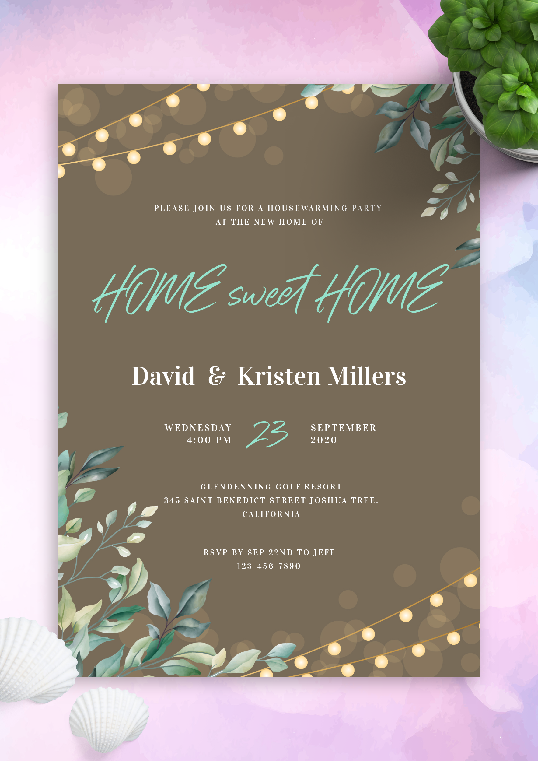 Download Printable String Lights Housewarming Invitation PDF