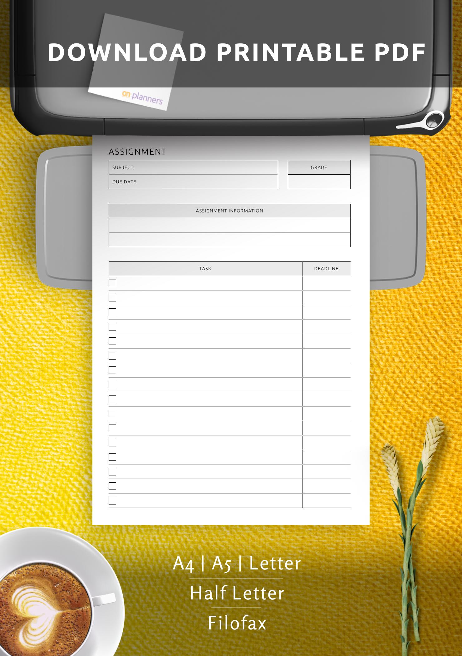 Download Printable Student Assignment Tracker PDF