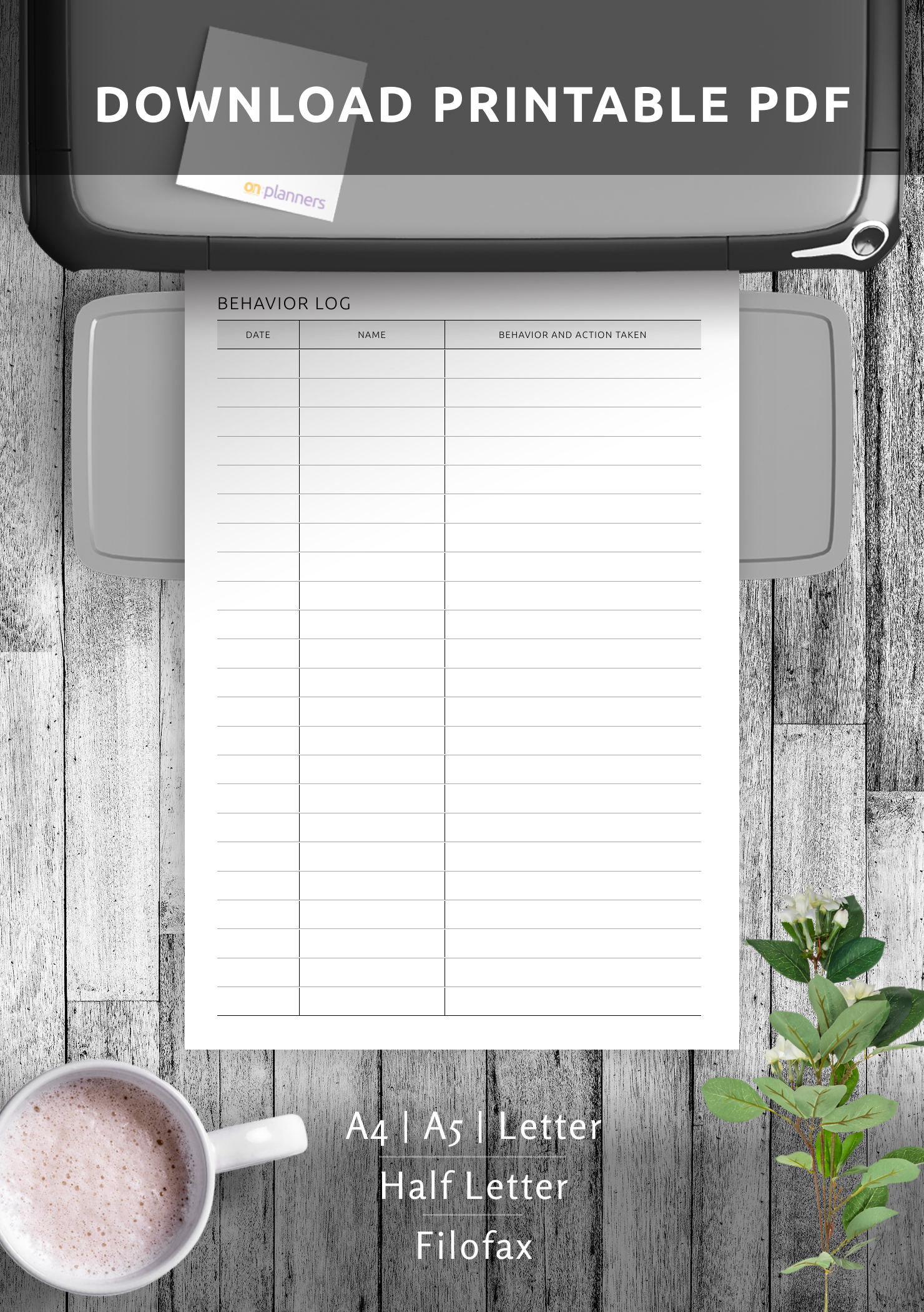 Download Printable Student Behavior Log Template PDF