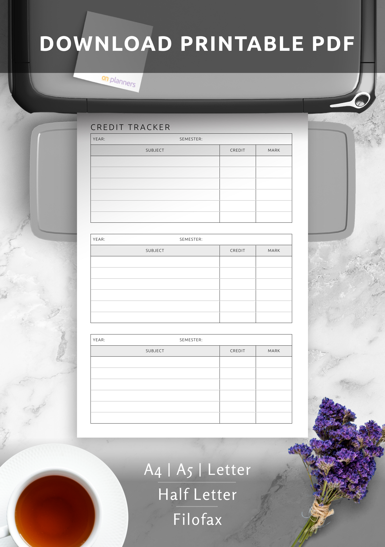 Download Printable Student Credit Tracker Template PDF