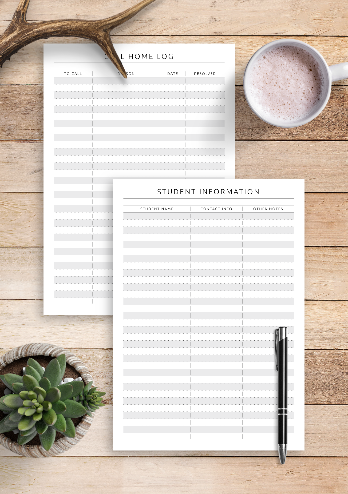 Download Printable Student Info & Call Home - Original Style PDF