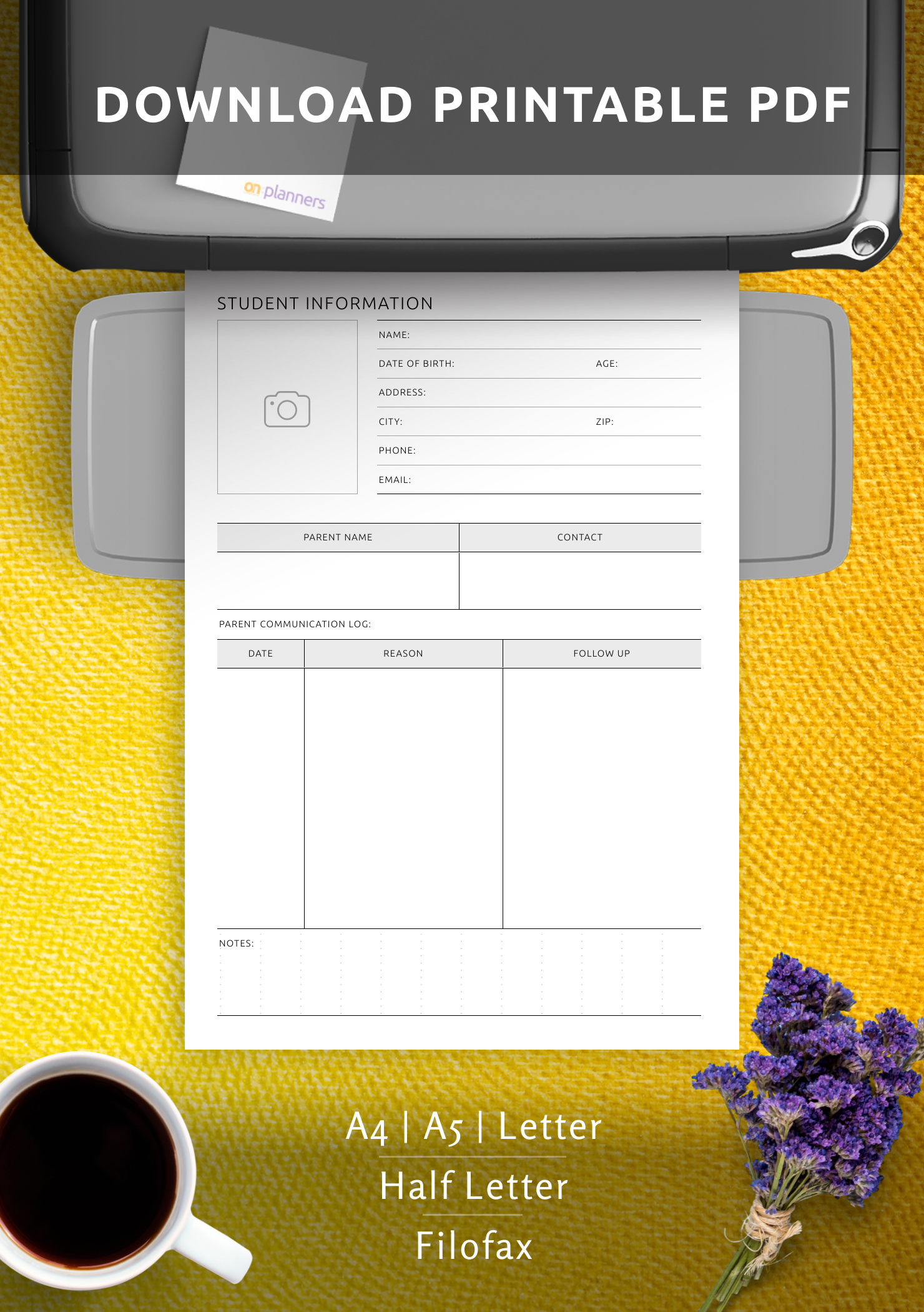 Download Printable Student Information Template PDF