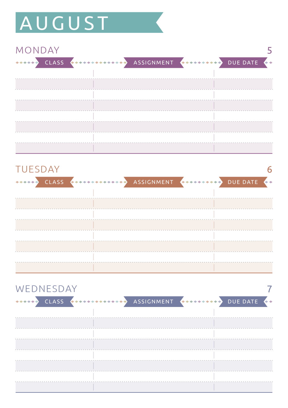 Download Printable Student Planner Casual Style PDF