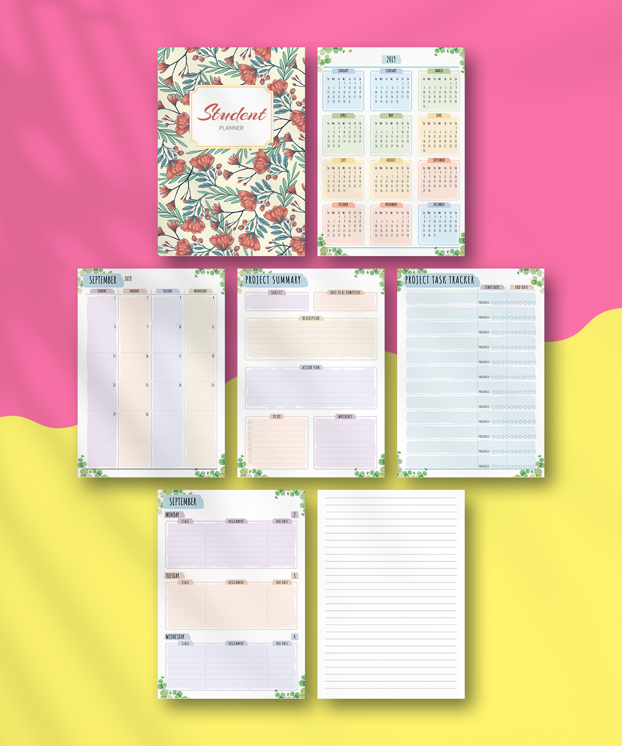 Download Printable Student Planner - Floral Style PDF