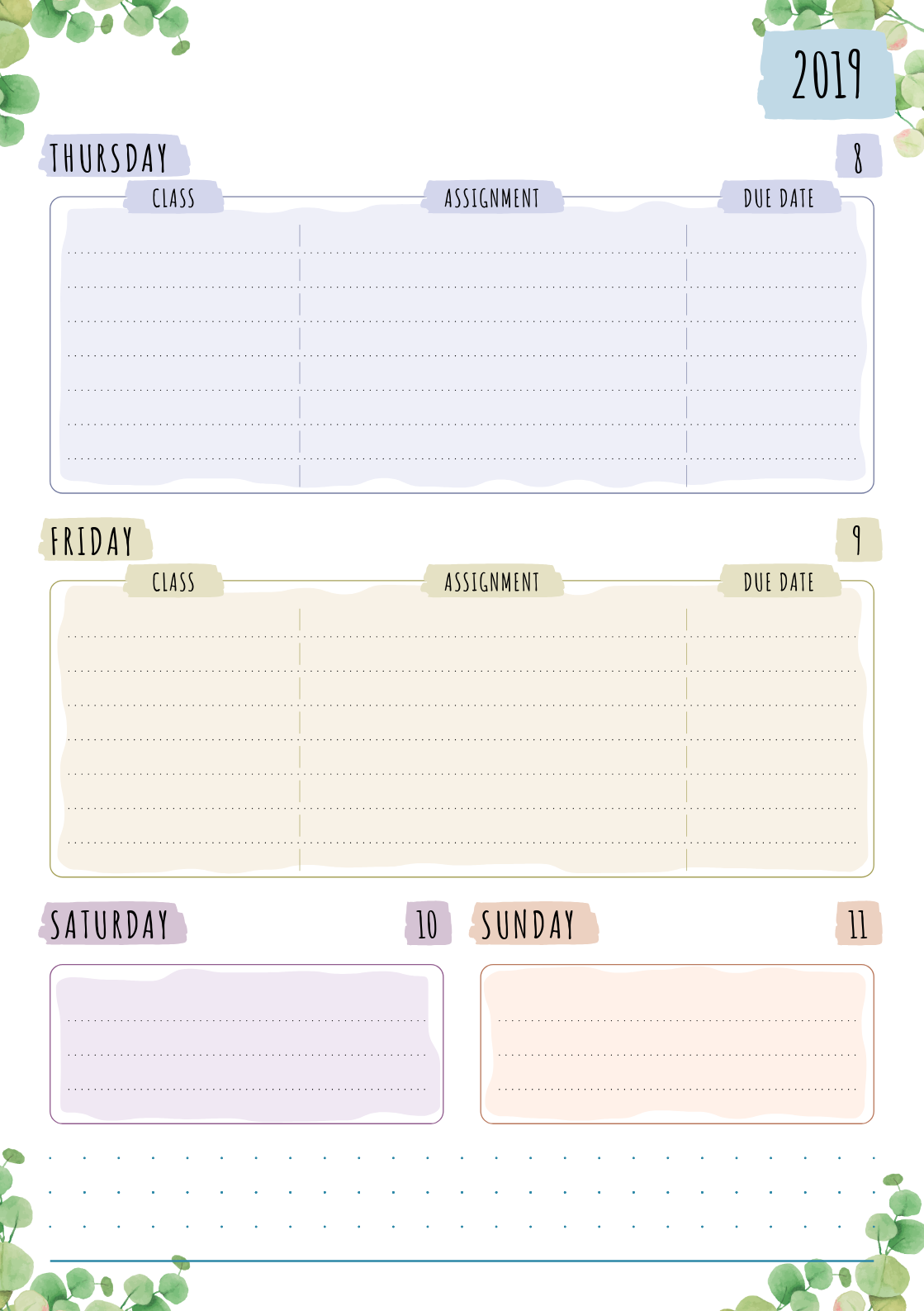 Download Printable Student Planner - Floral Style PDF