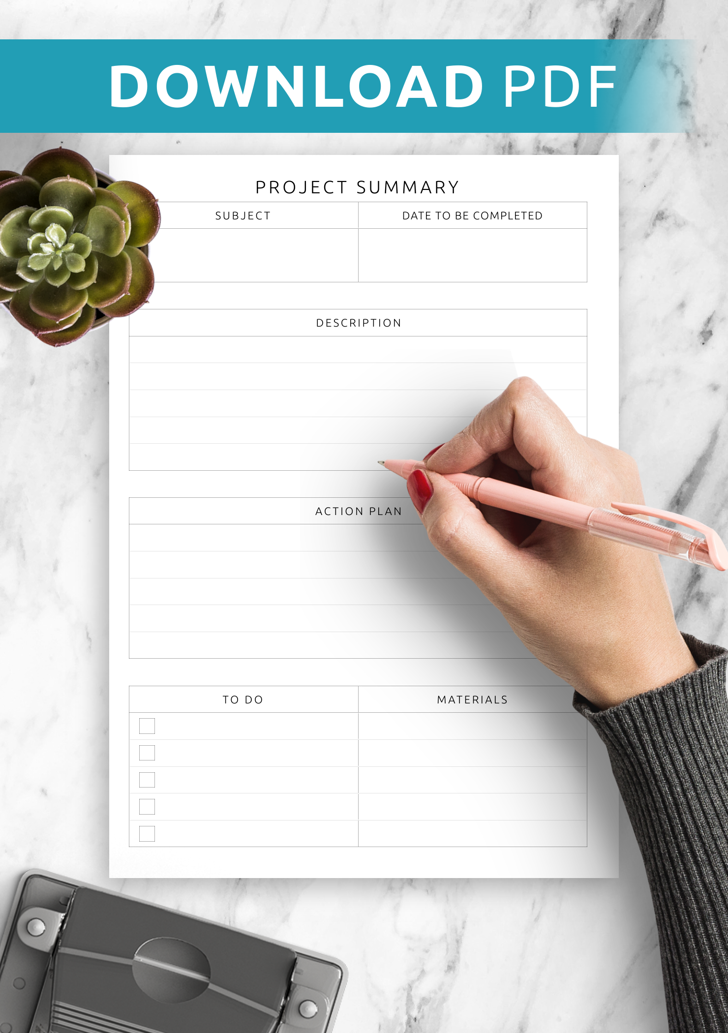 Download Printable Student Project Summary Template PDF