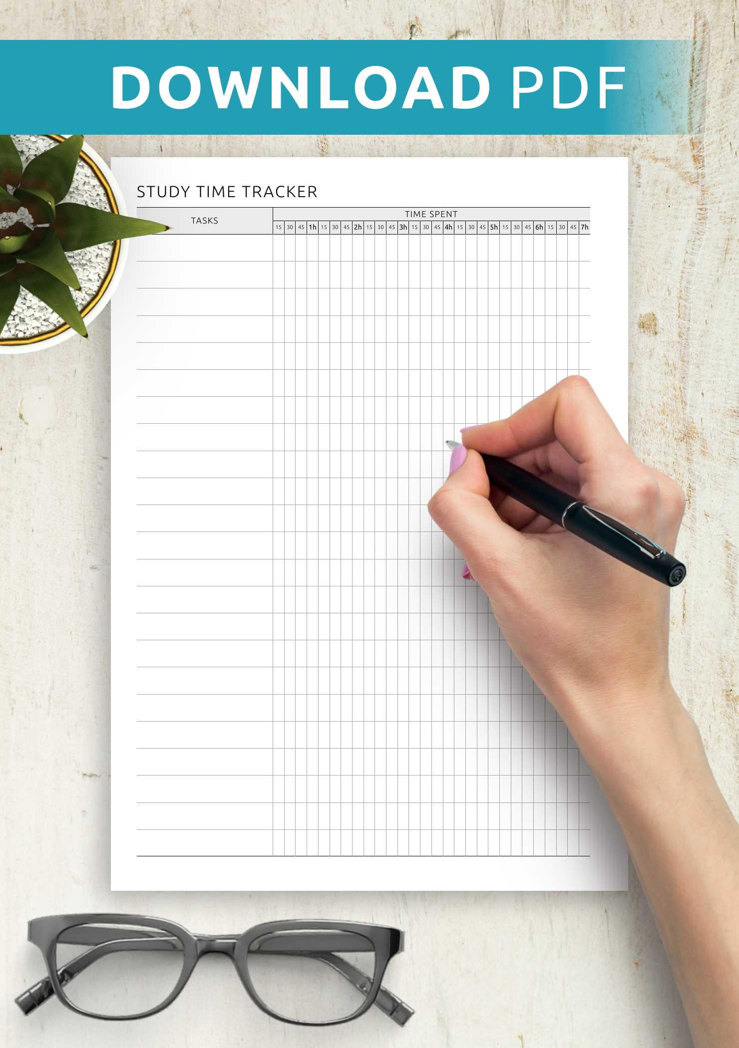 Download Printable Study Time Tracker Template PDF