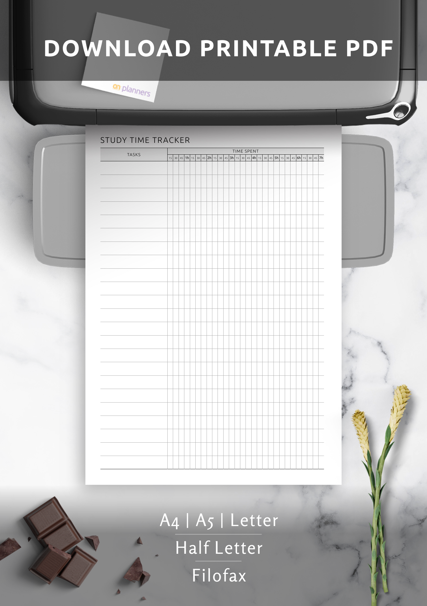 Download Printable Study Time Tracker Template PDF