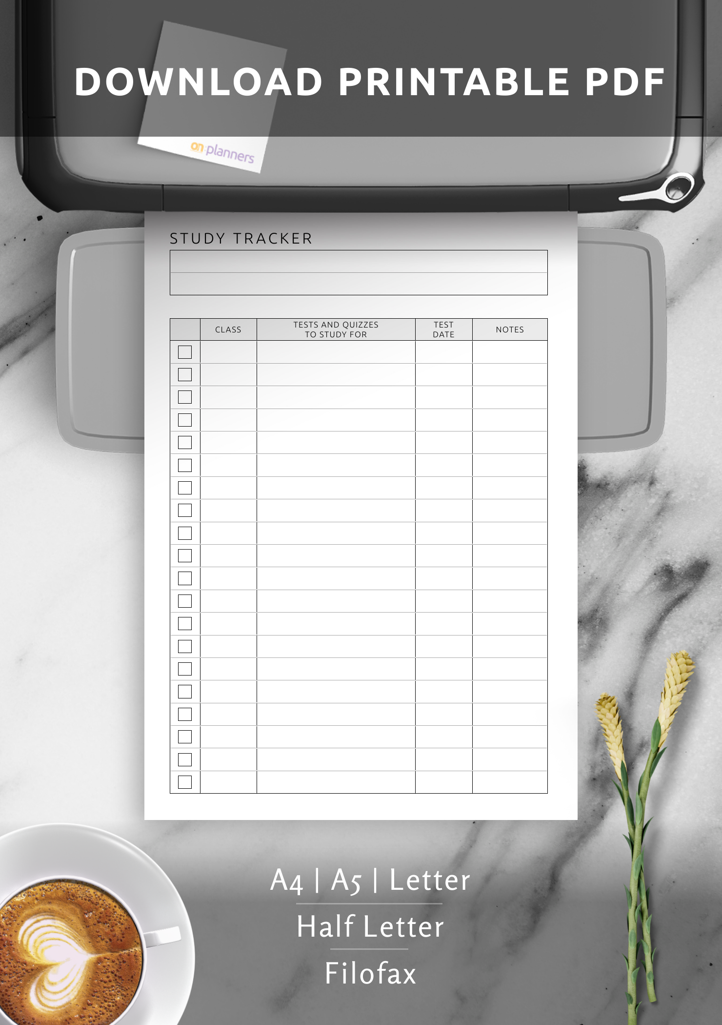 Download Printable Study Tracker Template PDF