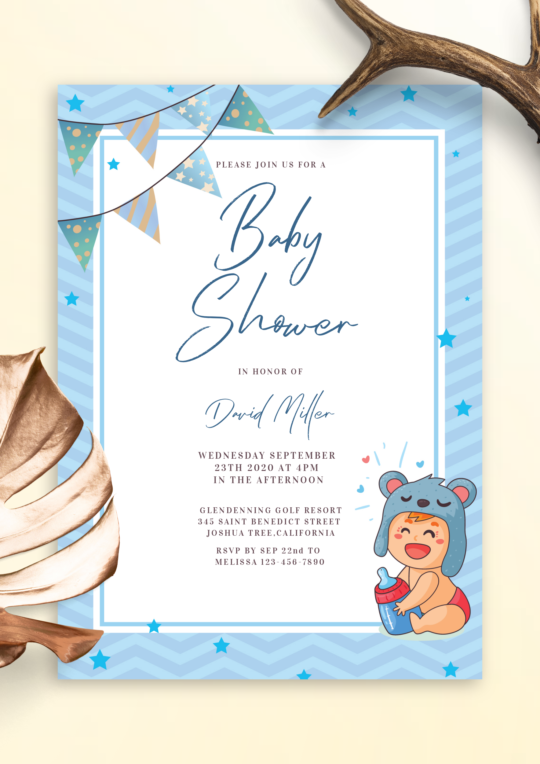 Download Printable Stunning Stripes Baby Shower Invitation PDF