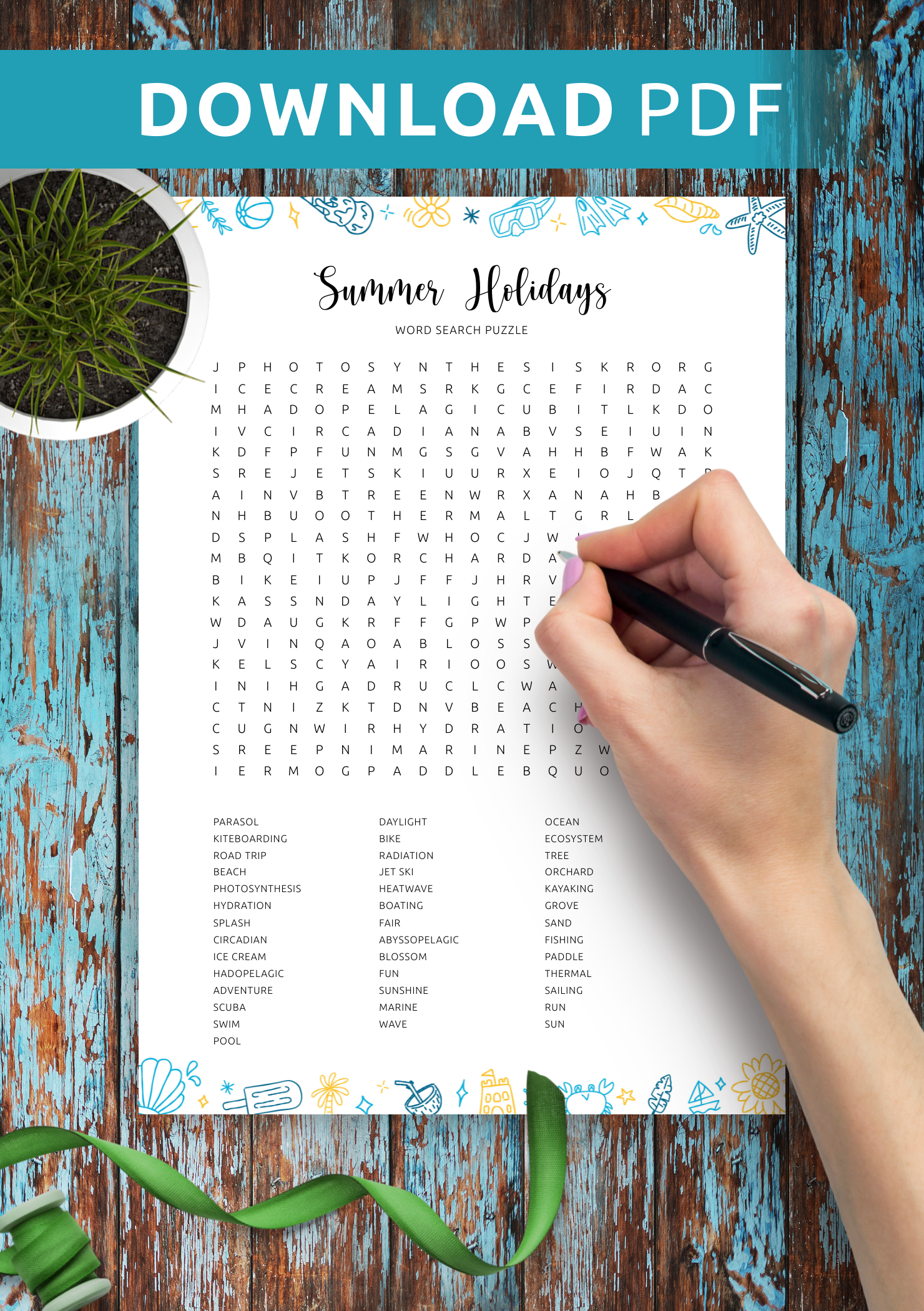 Download Summer Holidays Word Search PDF