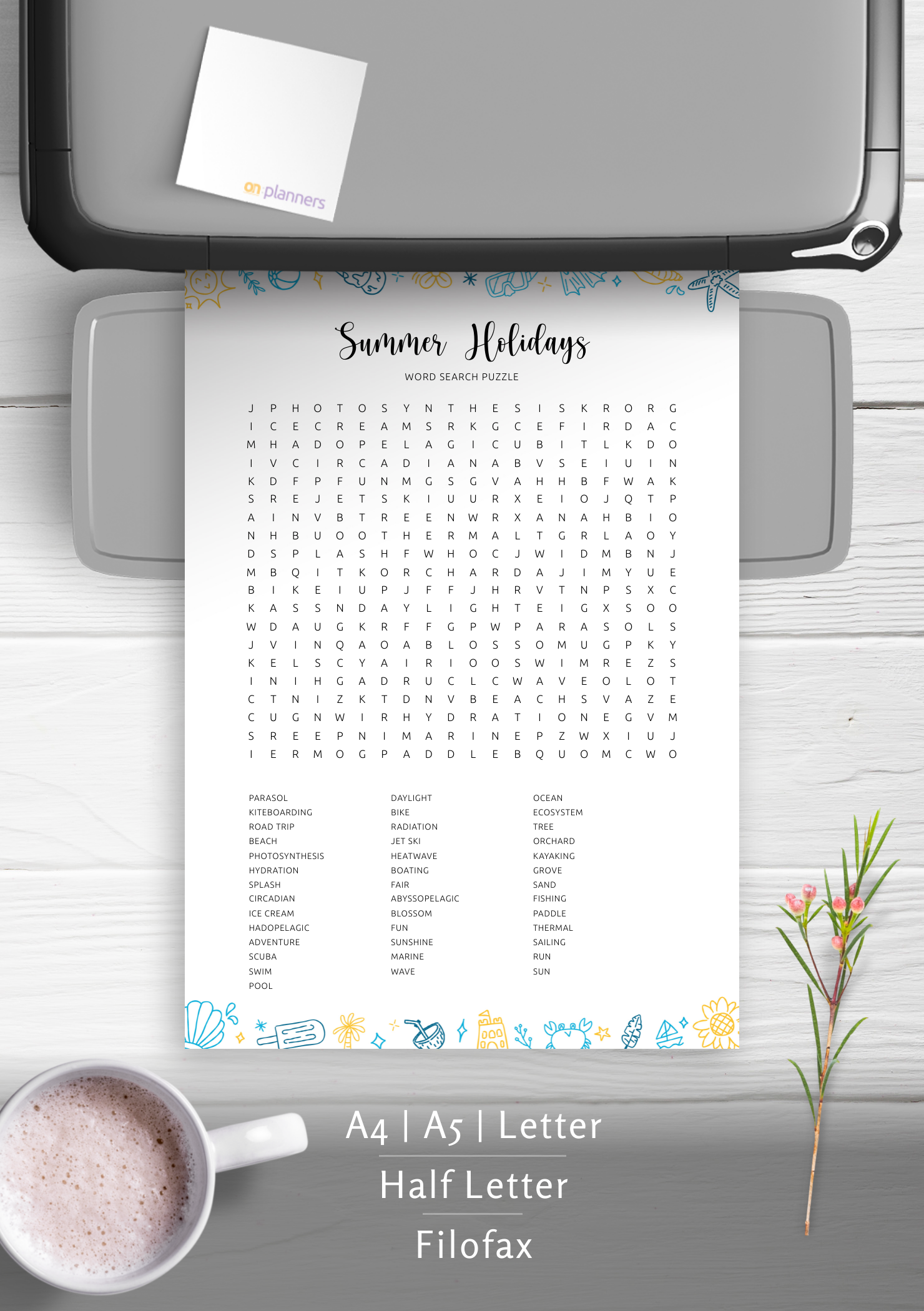 Download Summer Holidays Word Search PDF