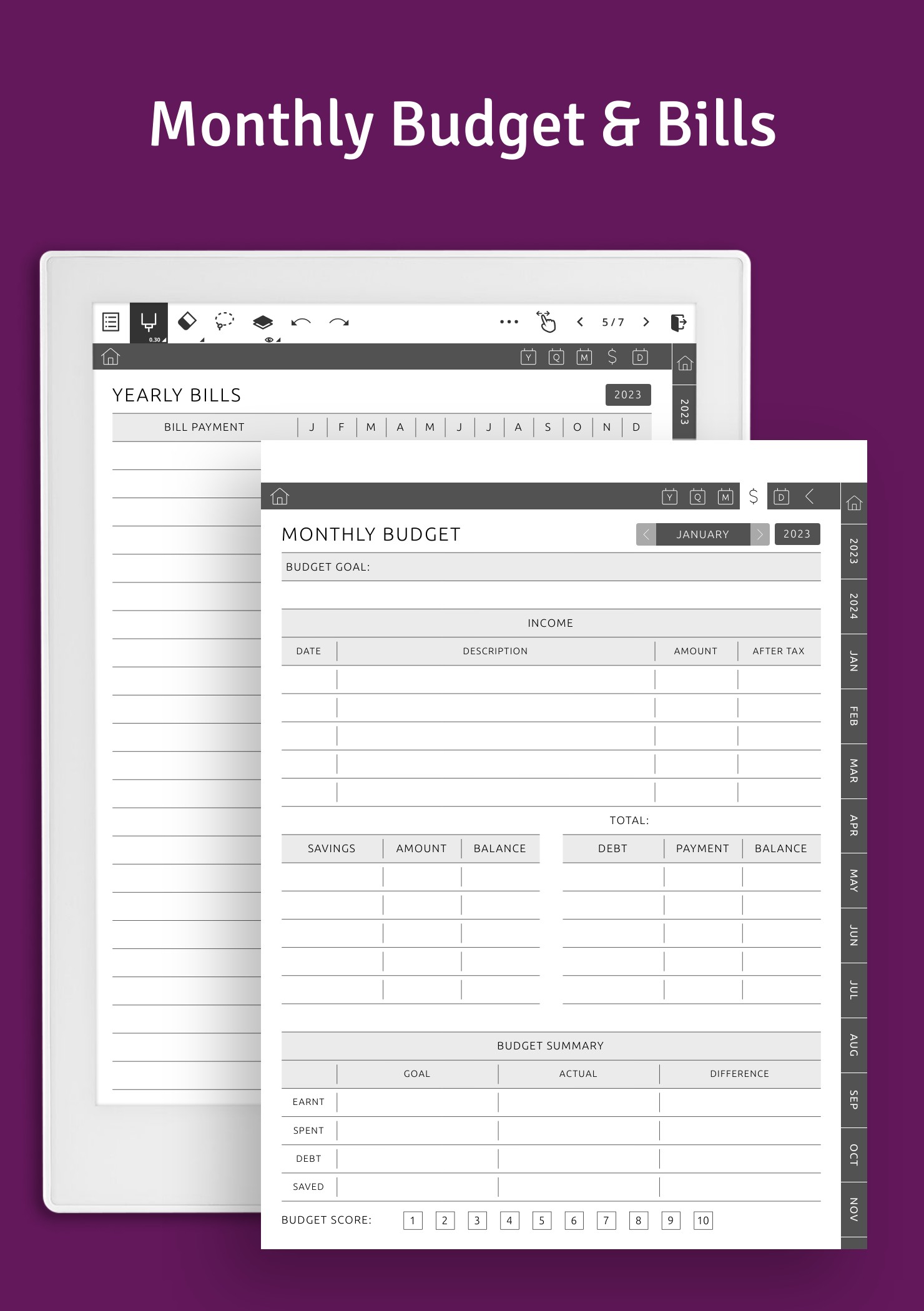 Download Budget Planner PDF For Supernote A5 X A6 X