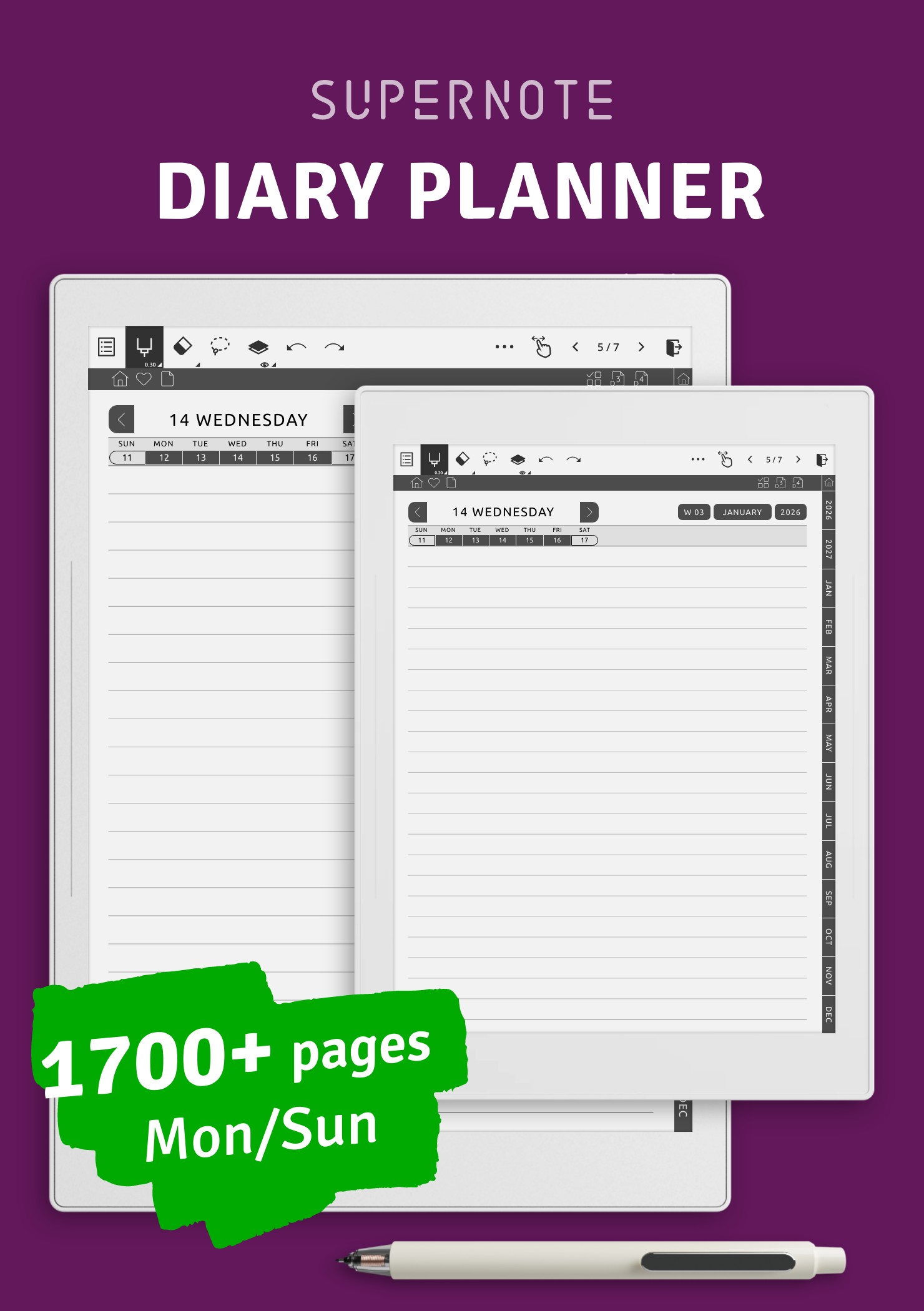 Download Diary Planner PDF for Supernote A5 X & A6 X