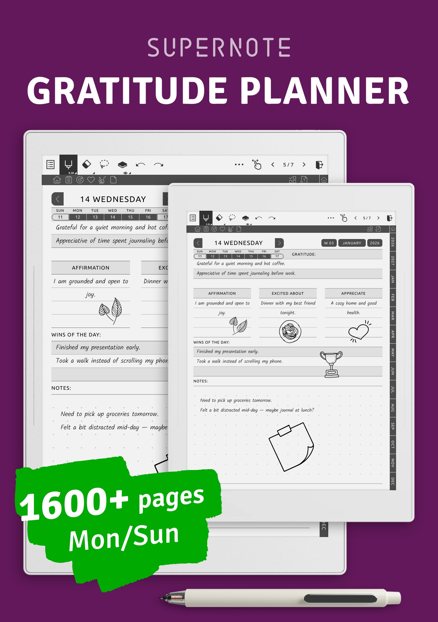 Download Gratitude Planner PDF for reMarkable