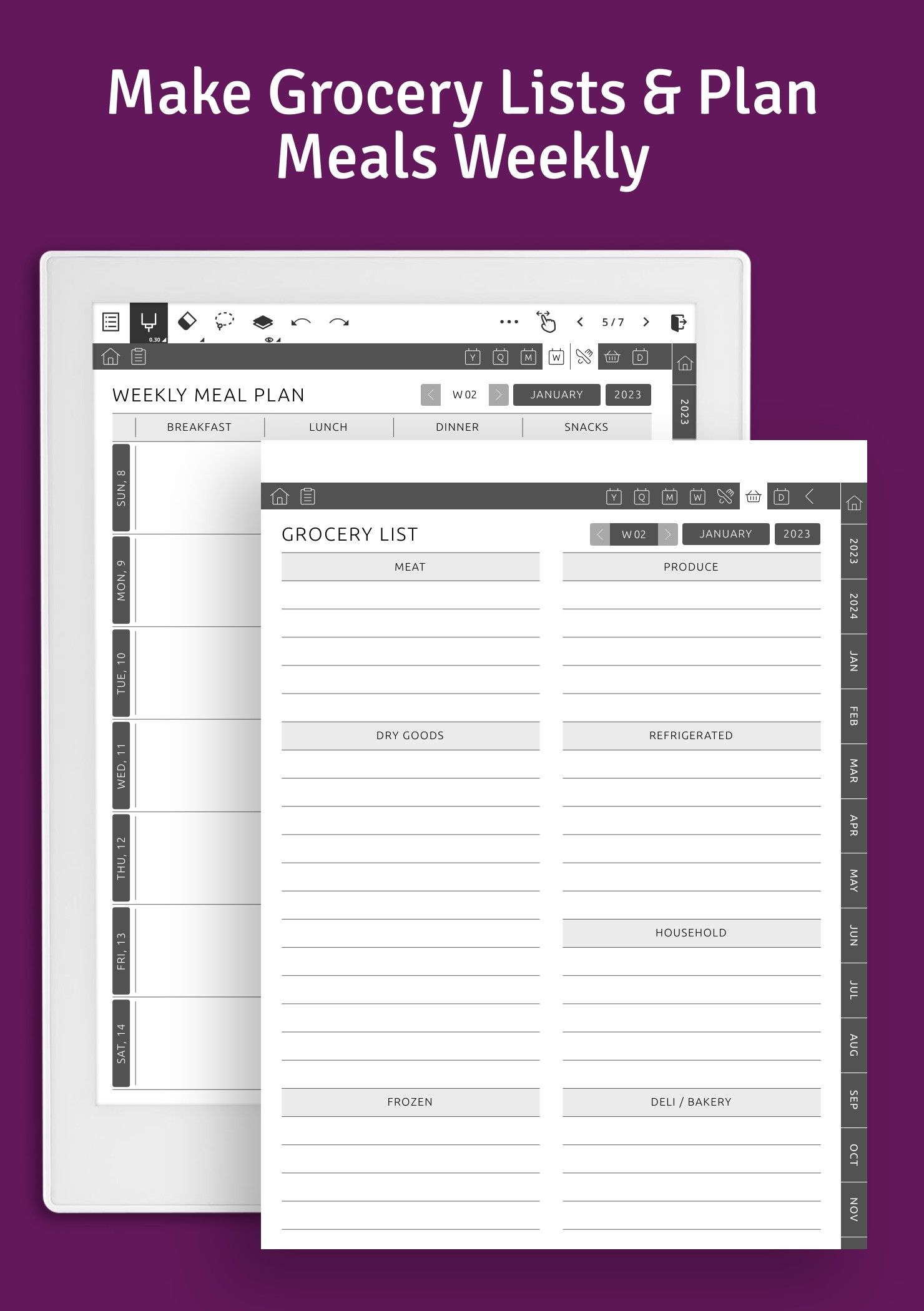 Download Meal Planner PDF for Supernote A5 X & A6 X