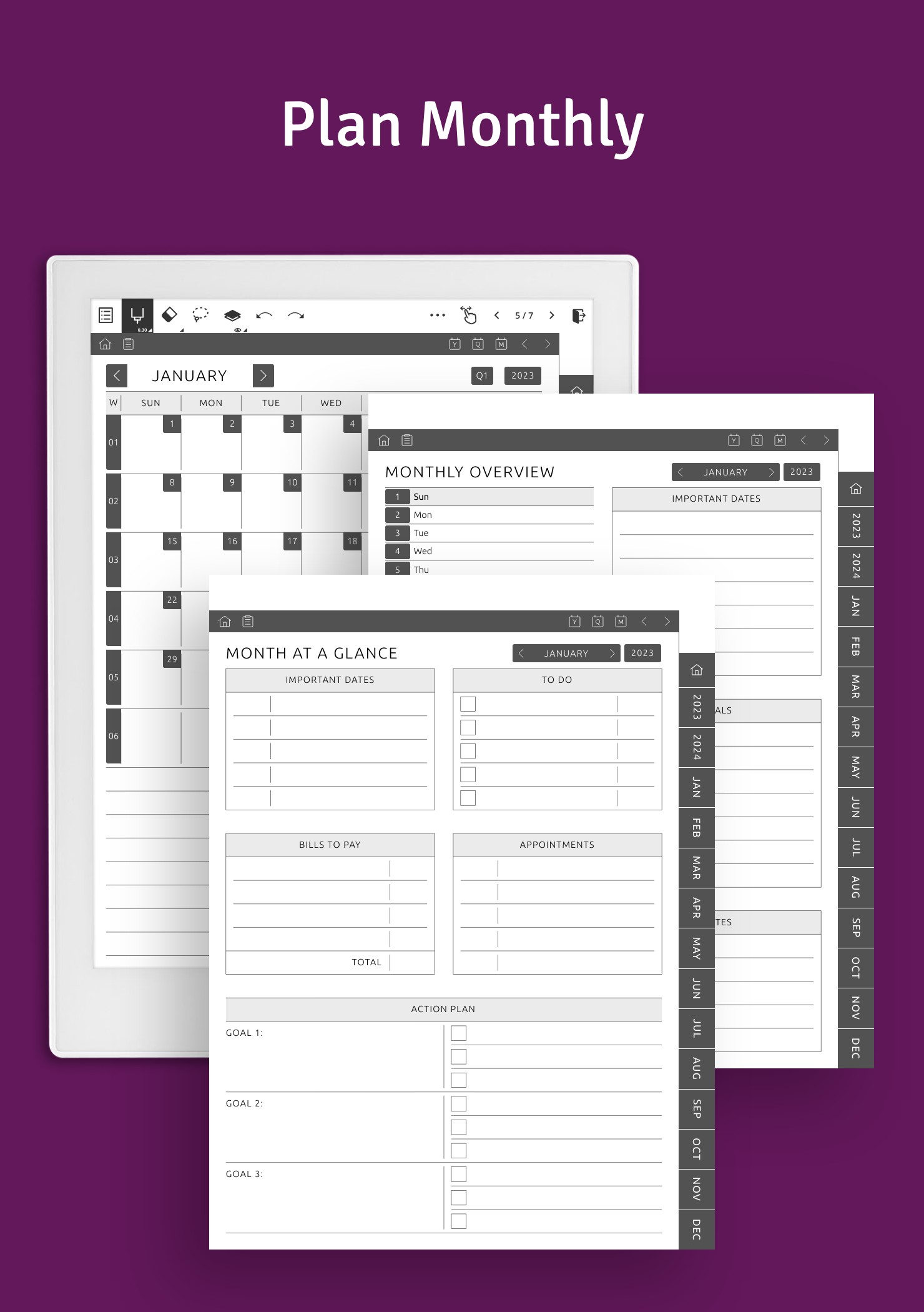 Download Supernote A5 X & A6 X Weekly Planner Hyperlinked PDF