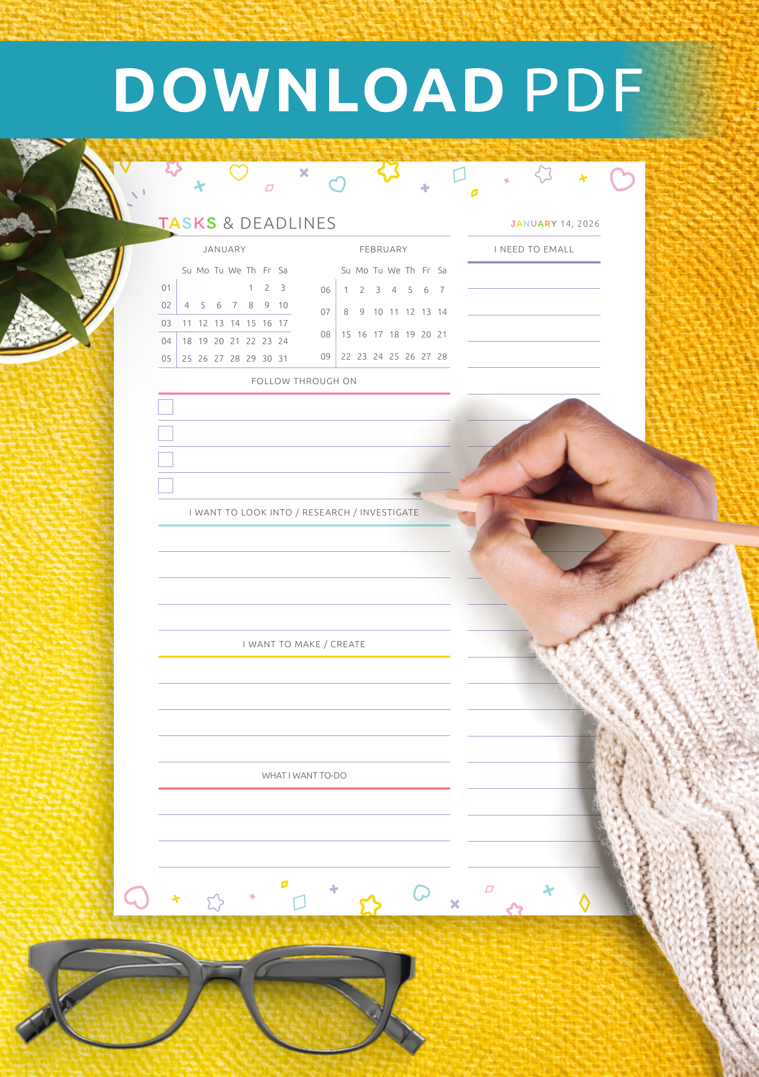 Download Printable Daily Tasks & Deadlines Page PDF
