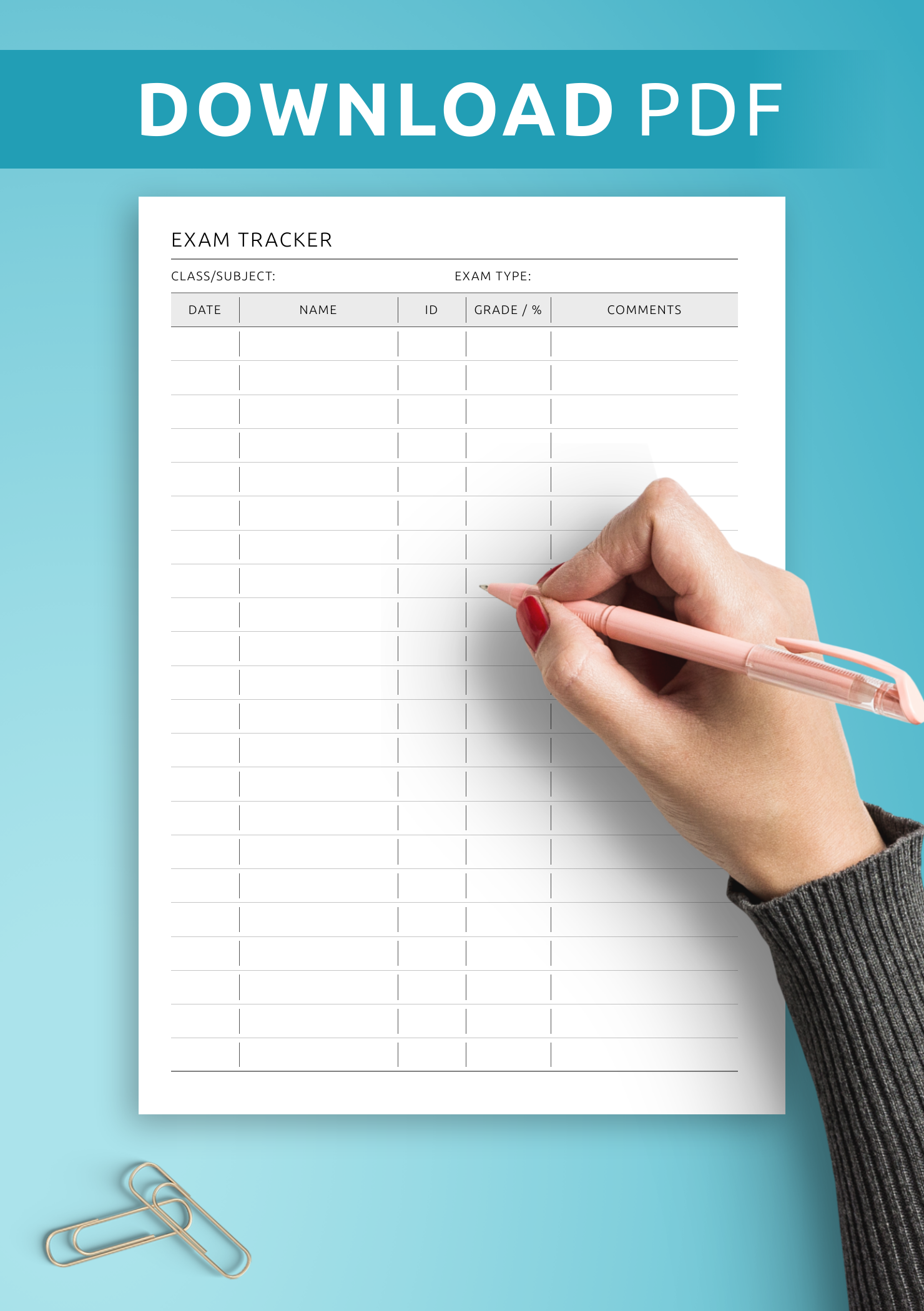 Download Printable Teacher Exam Tracker PDF