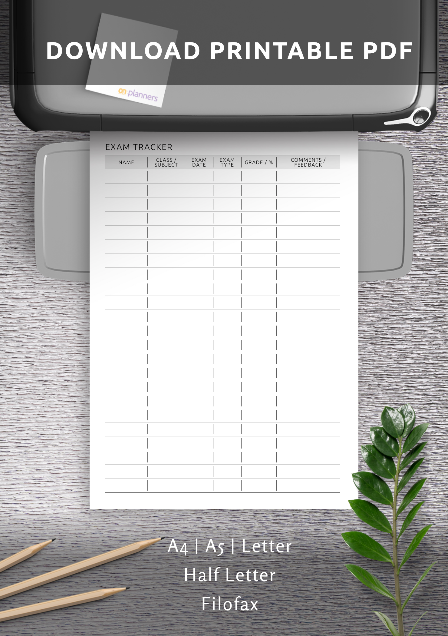 Download Printable Exam Tracker for Tutors PDF