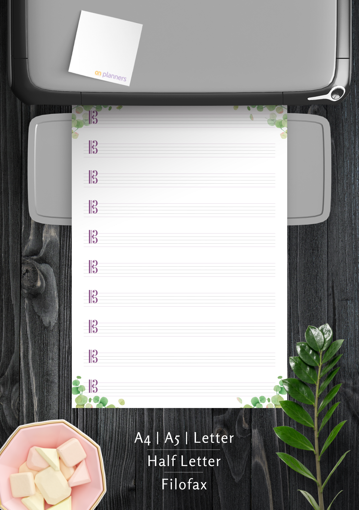 Download Tenor Clef (C) Staff Paper – Printable Blank Music Sheet PDF