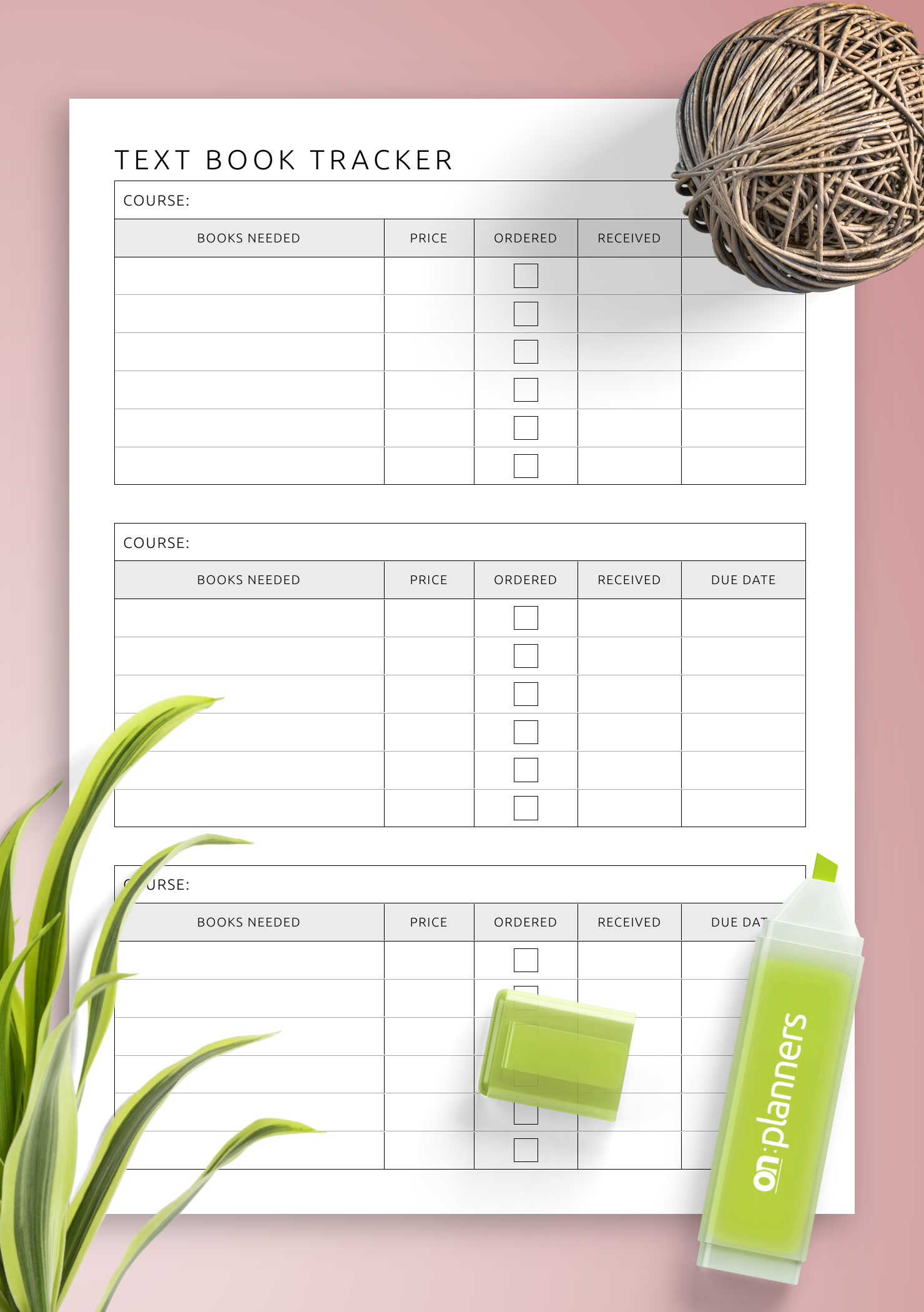 Download Printable Text Book Tracker Template PDF