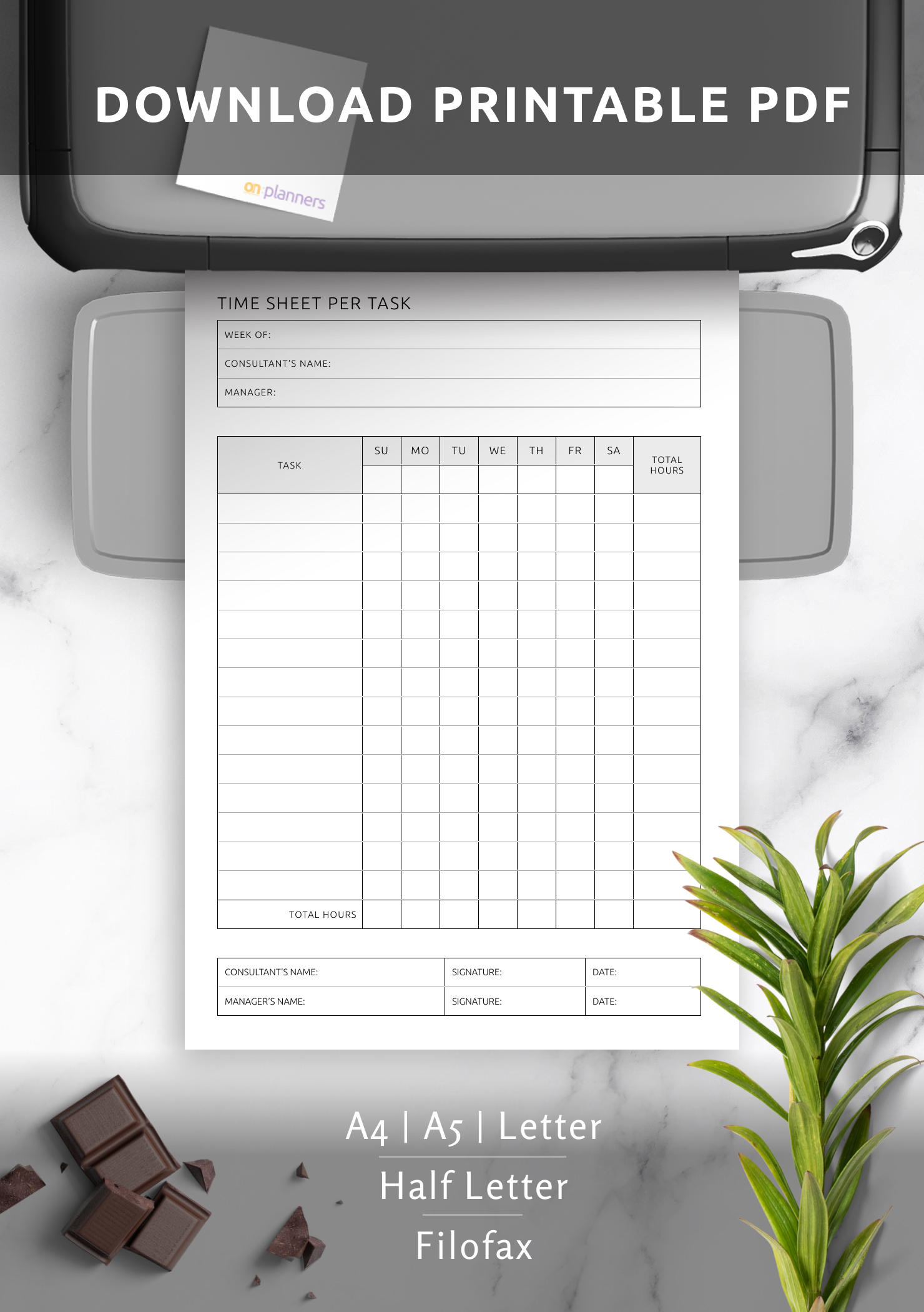 Download Printable Time Sheet Per Task PDF