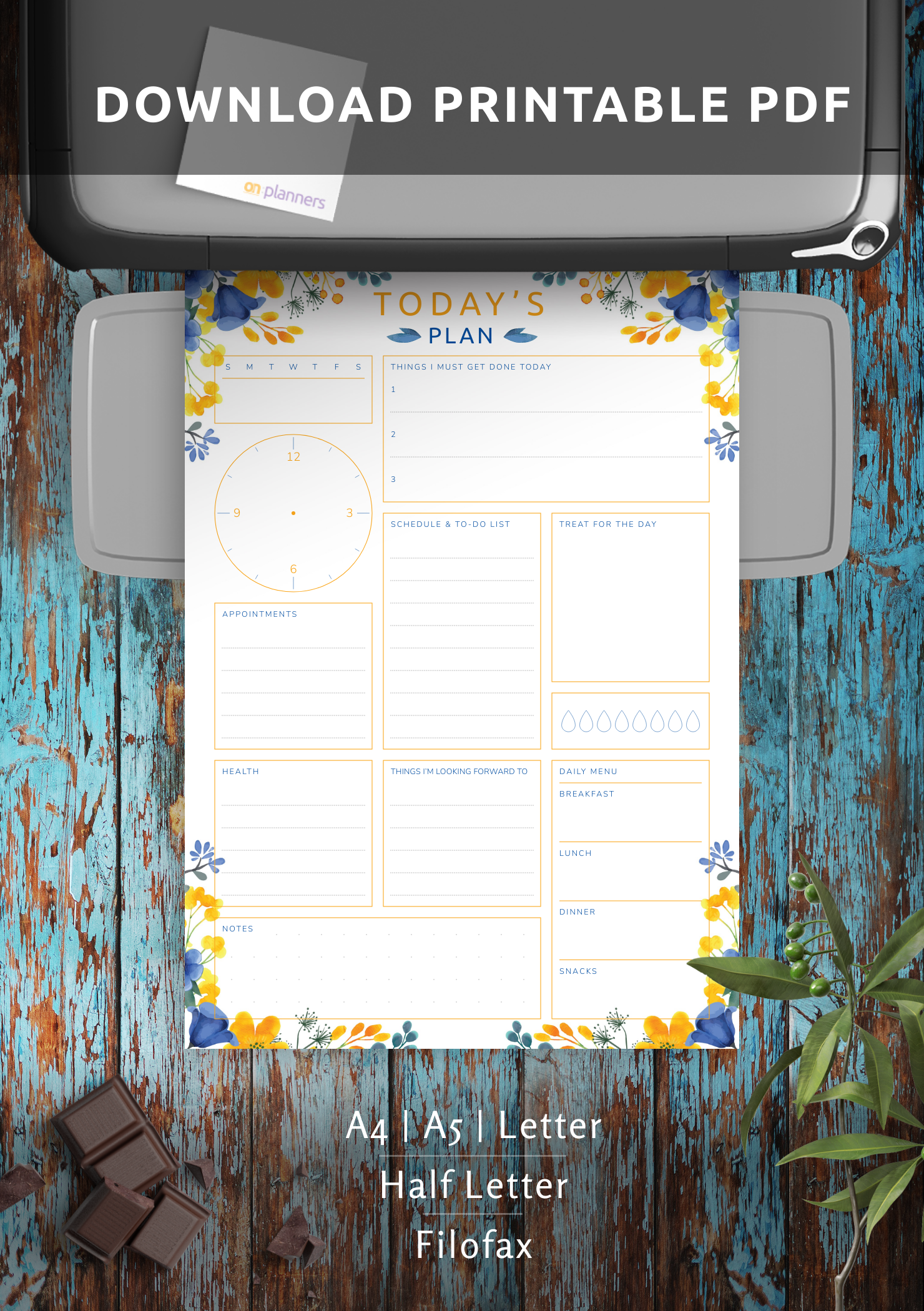 Download Printable Today's Plan with To Do List & Schedule PDF
