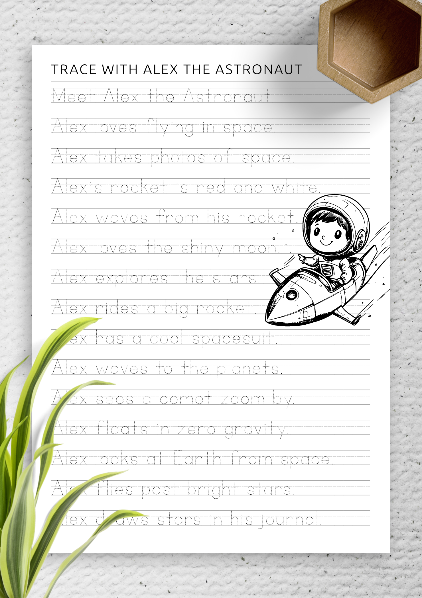 Download Trace & Write with Alex the Astronaut Printable PDF