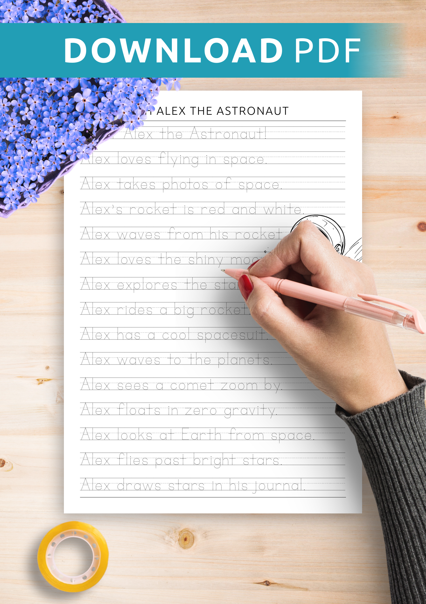 Download Trace & Write with Alex the Astronaut Printable PDF