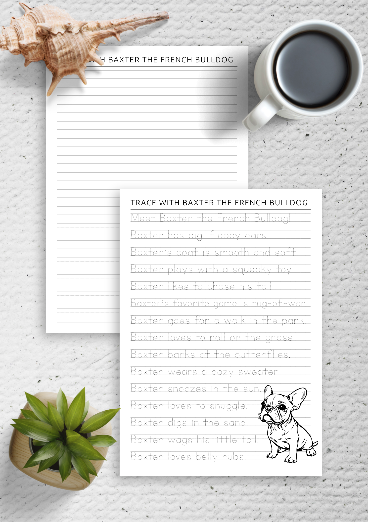 Download Trace & Write with Baxter the French Bulldog Printable PDF