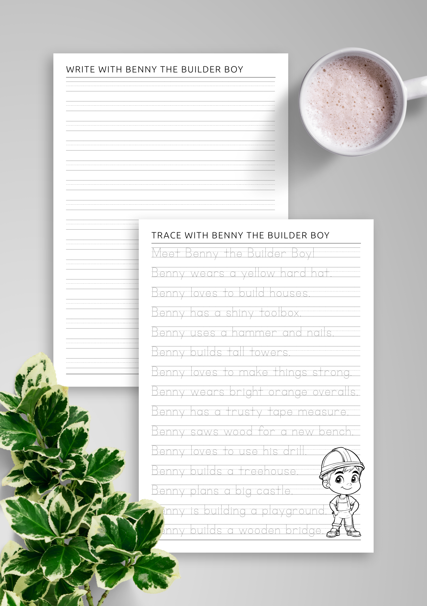 Download Trace & Write with Benny the Builder Boy Printable PDF