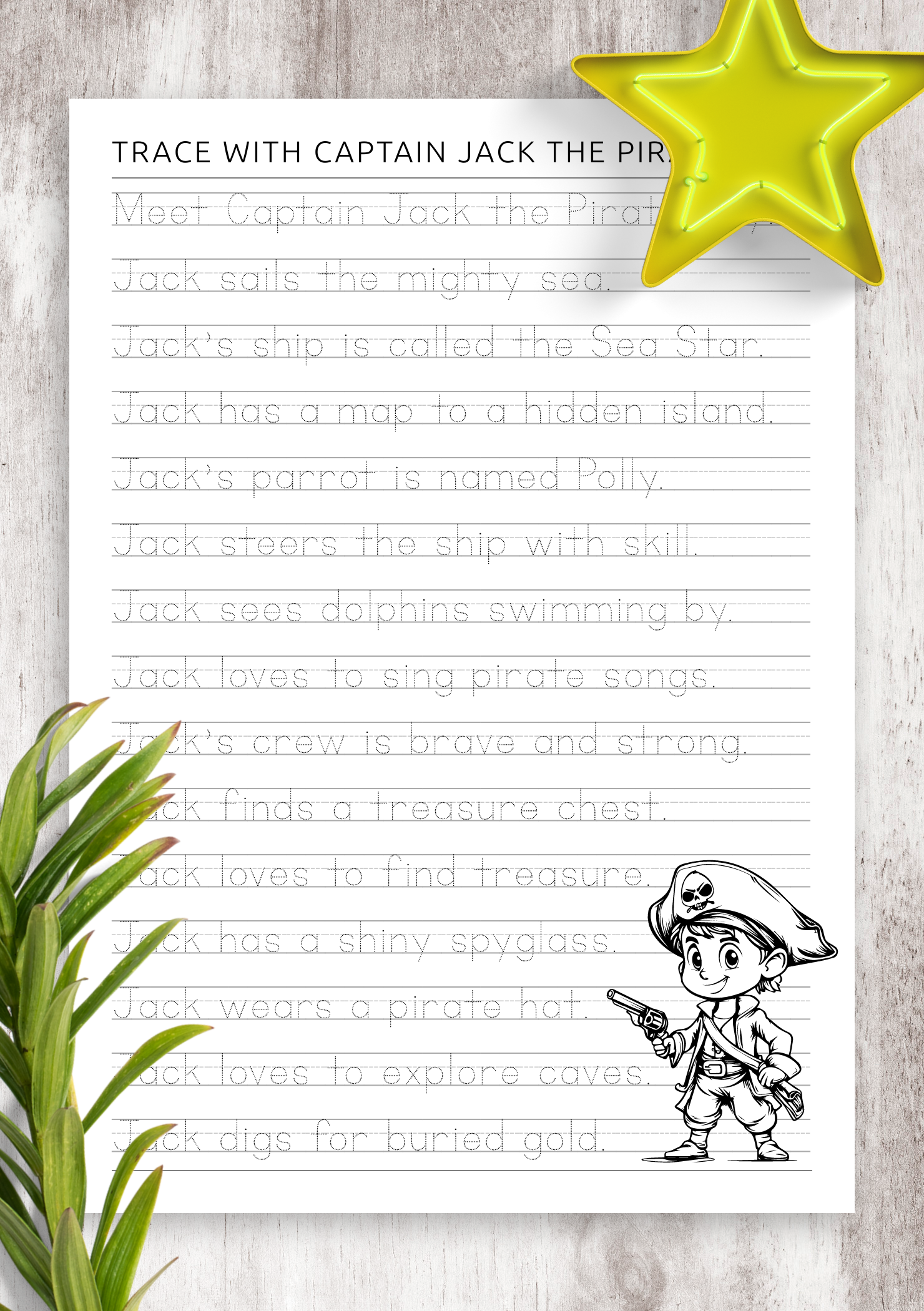 Download Trace & Write with Captain Jack the Pirate Boy Printable PDF