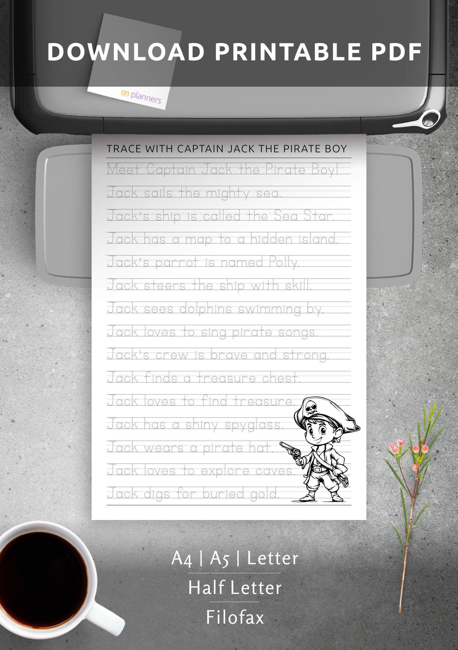 Download Trace & Write with Captain Jack the Pirate Boy Printable PDF
