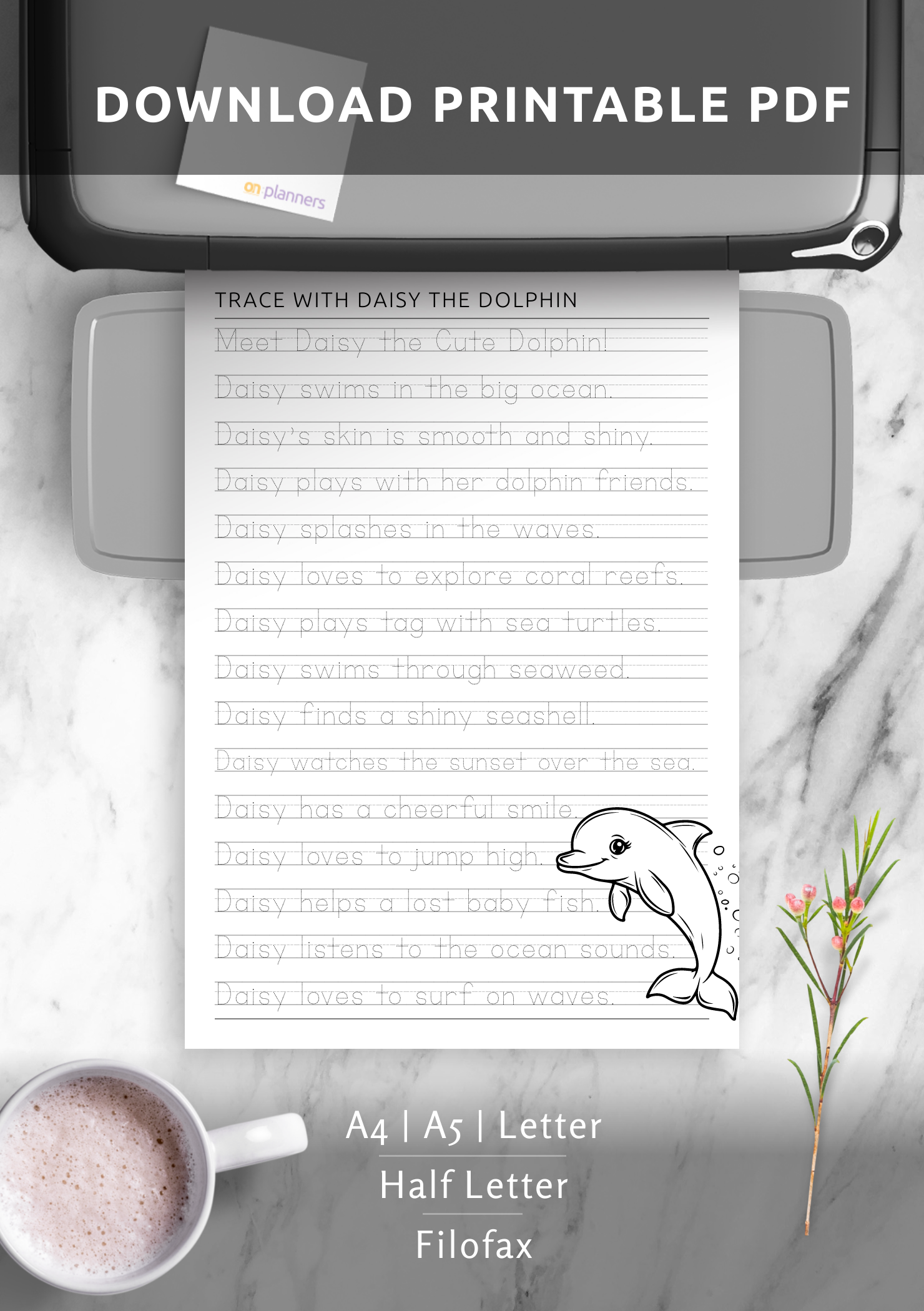 Download Trace & Write with Daisy the Dolphin Printable PDF