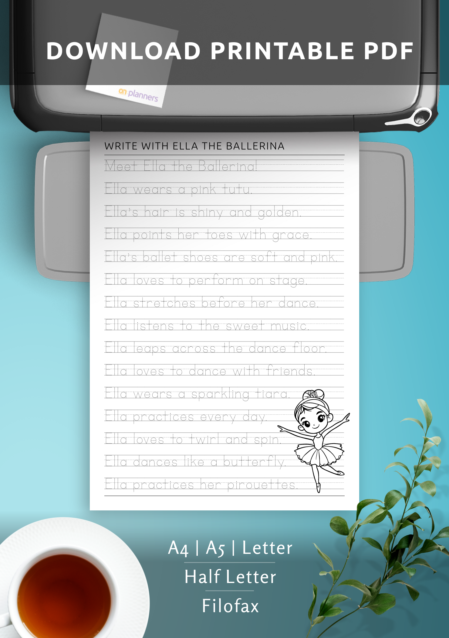 Download Trace & Write with Ella the Ballerina Printable PDF