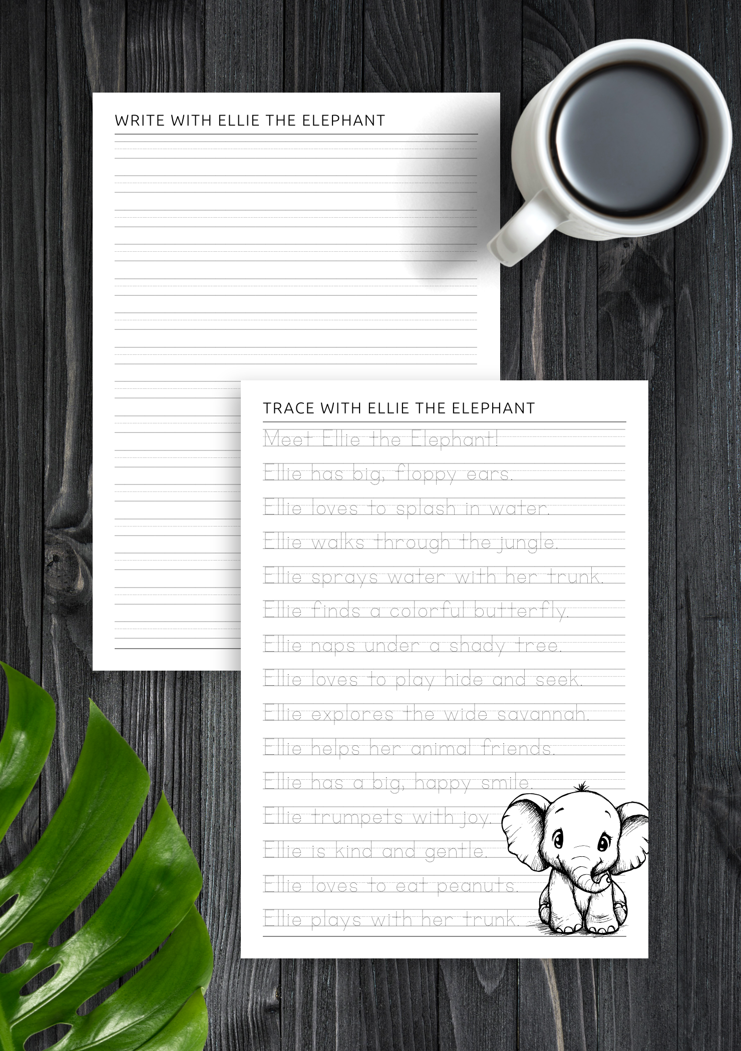 Download Trace & Write with Ellie the Elephant Printable PDF