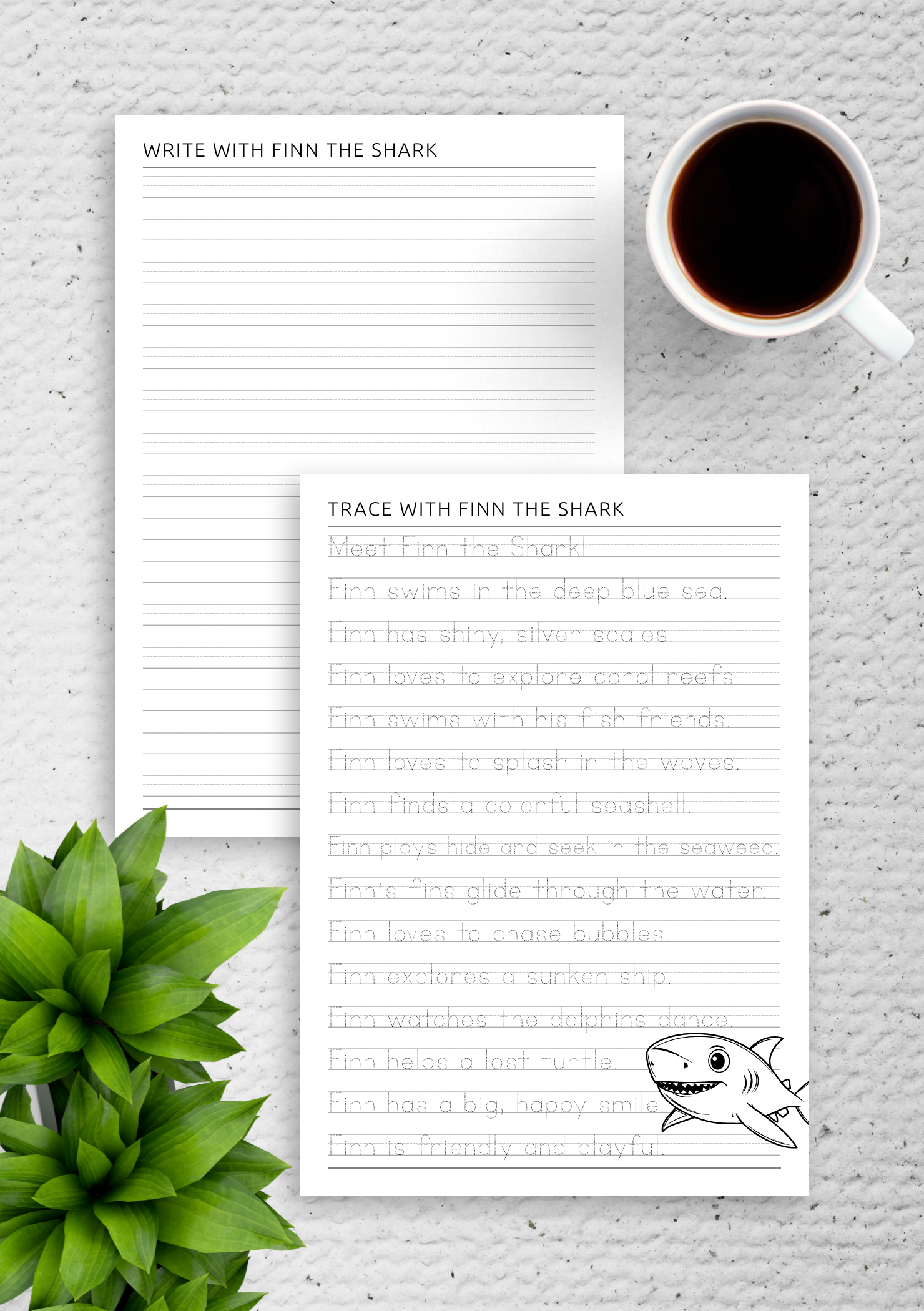 Download Trace & Write with Finn the Shark Printable PDF