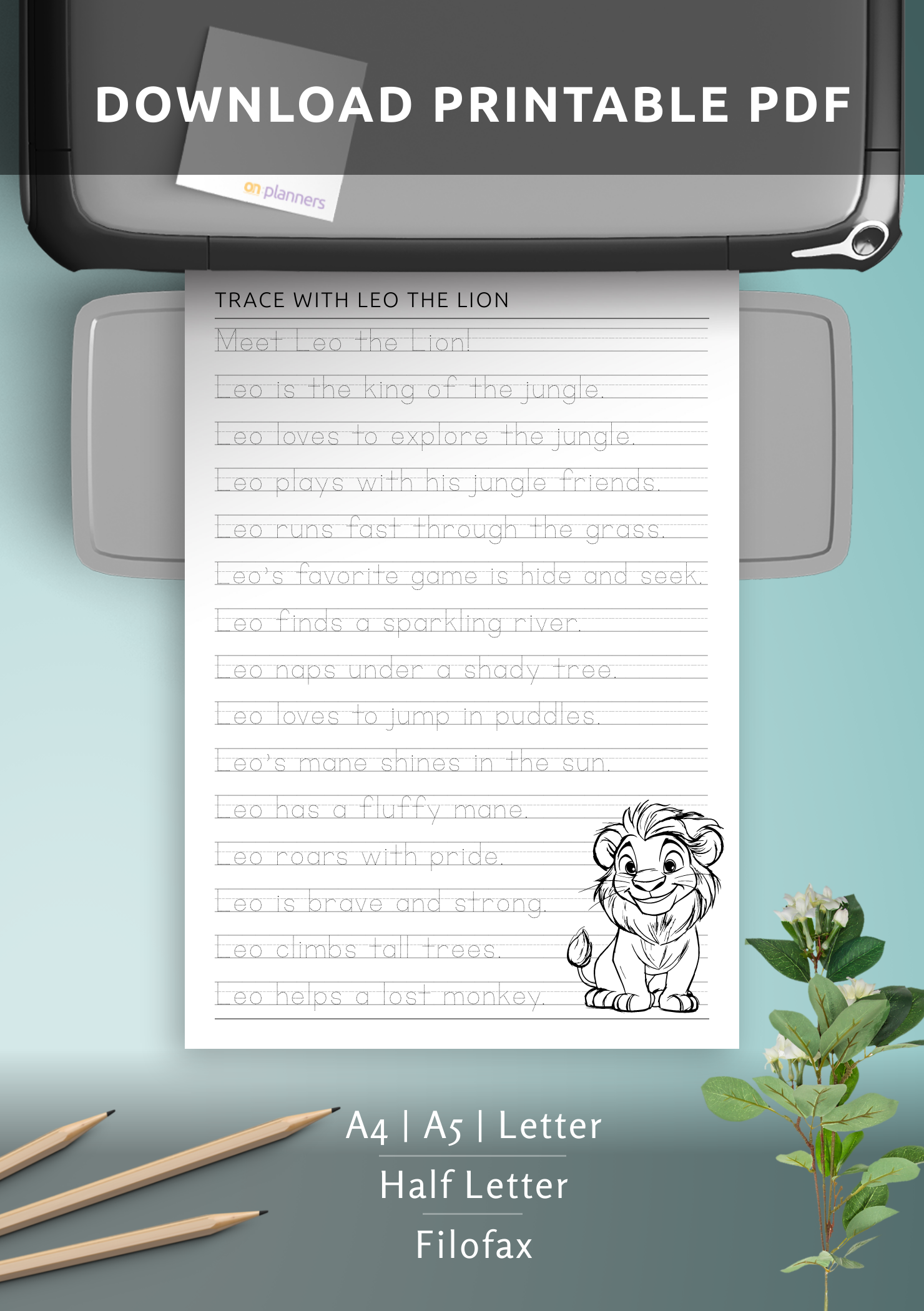 Download Trace & Write with Leo the Lion Printable PDF
