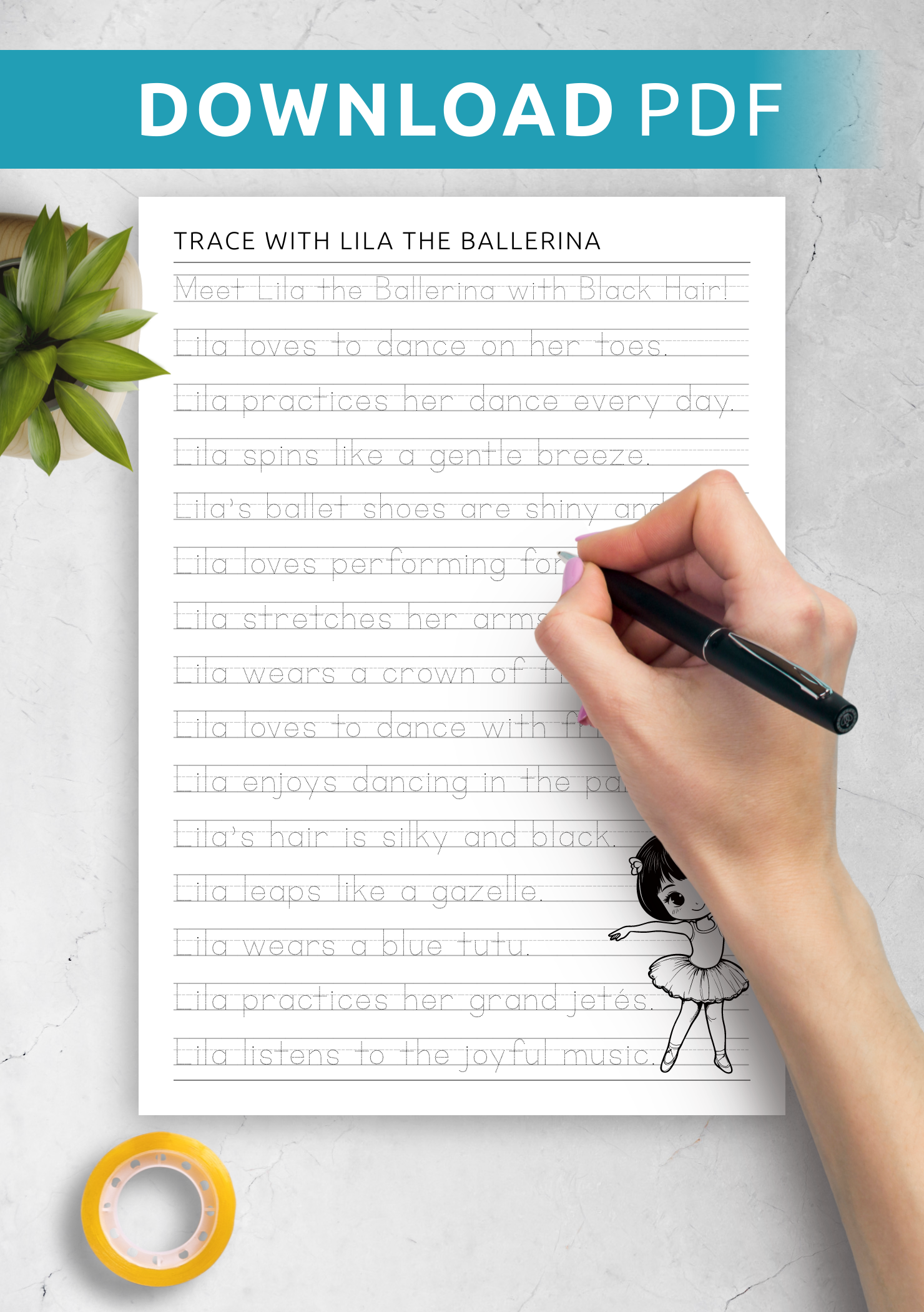 Download Trace & Write with Lila the Ballerina Printable PDF